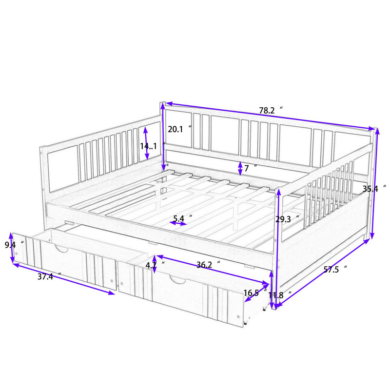 Wildon Home® Pavillion Full Size 2 Drawers Wood Daybed & Reviews | Wayfair