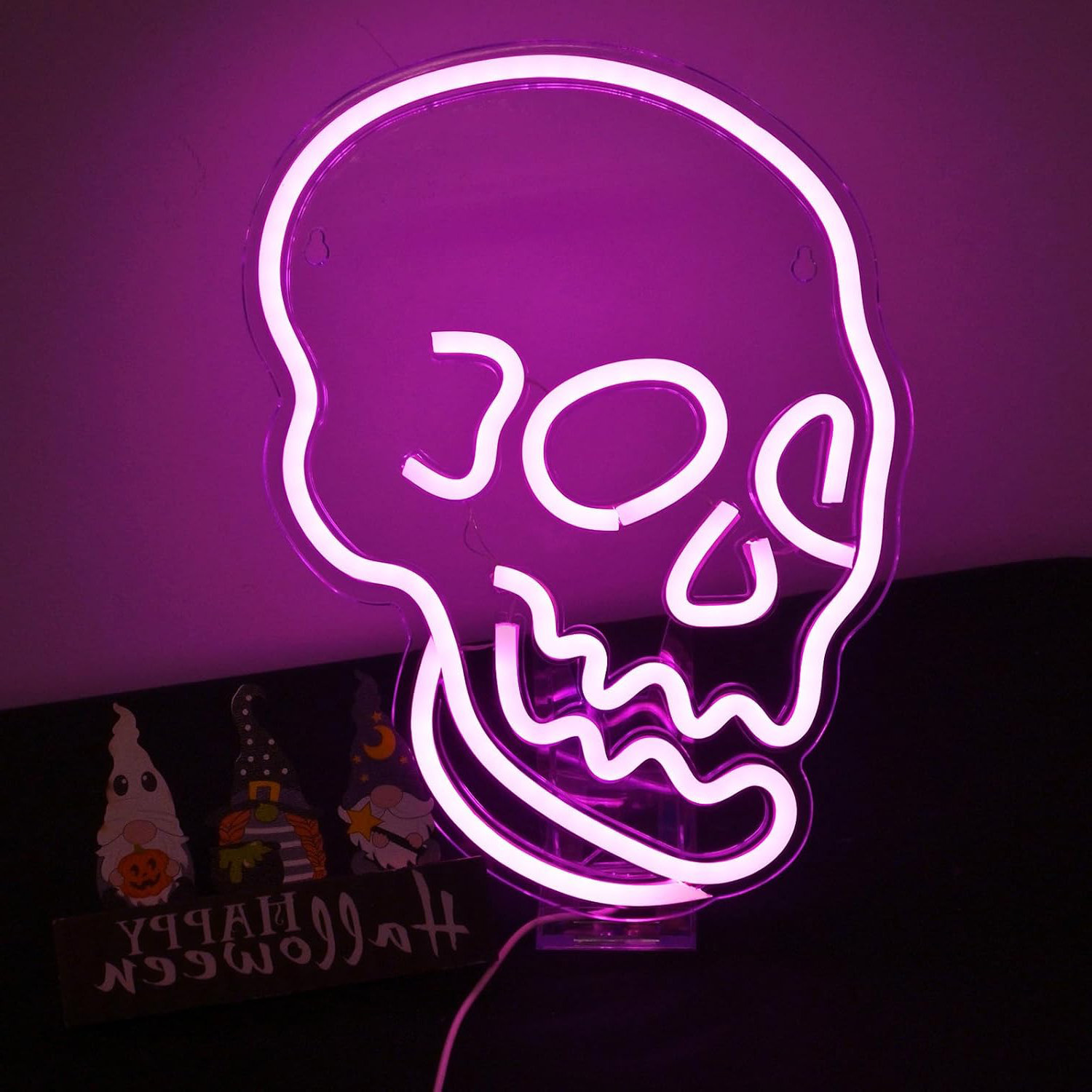 The Holiday Aisle® Halloween Neon Sign Pink Led Sign Skeleton Skull ...