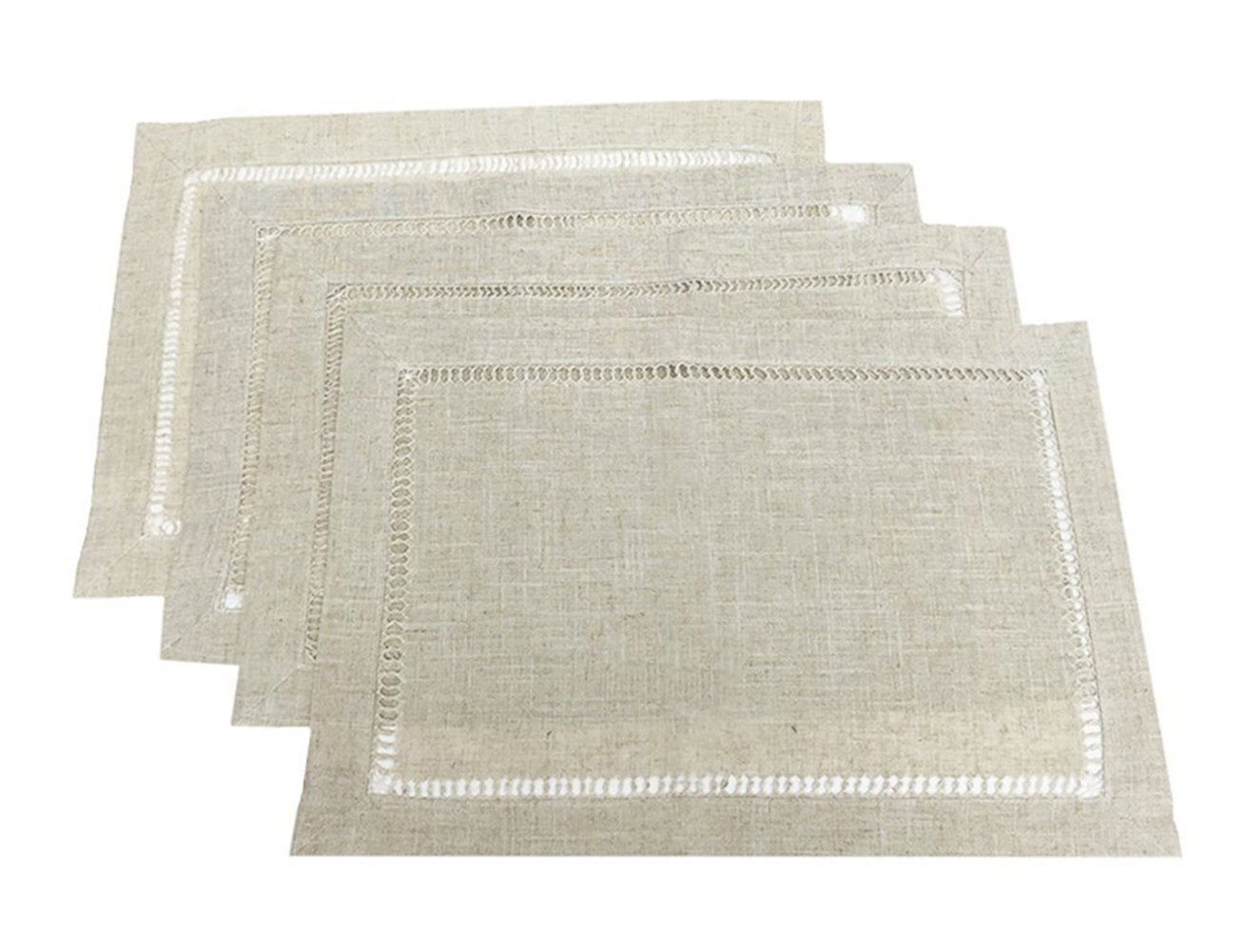 Rosalind Wheeler Hemstitch Linen-poly 14"x20" Placemats, Set Of 4 ...