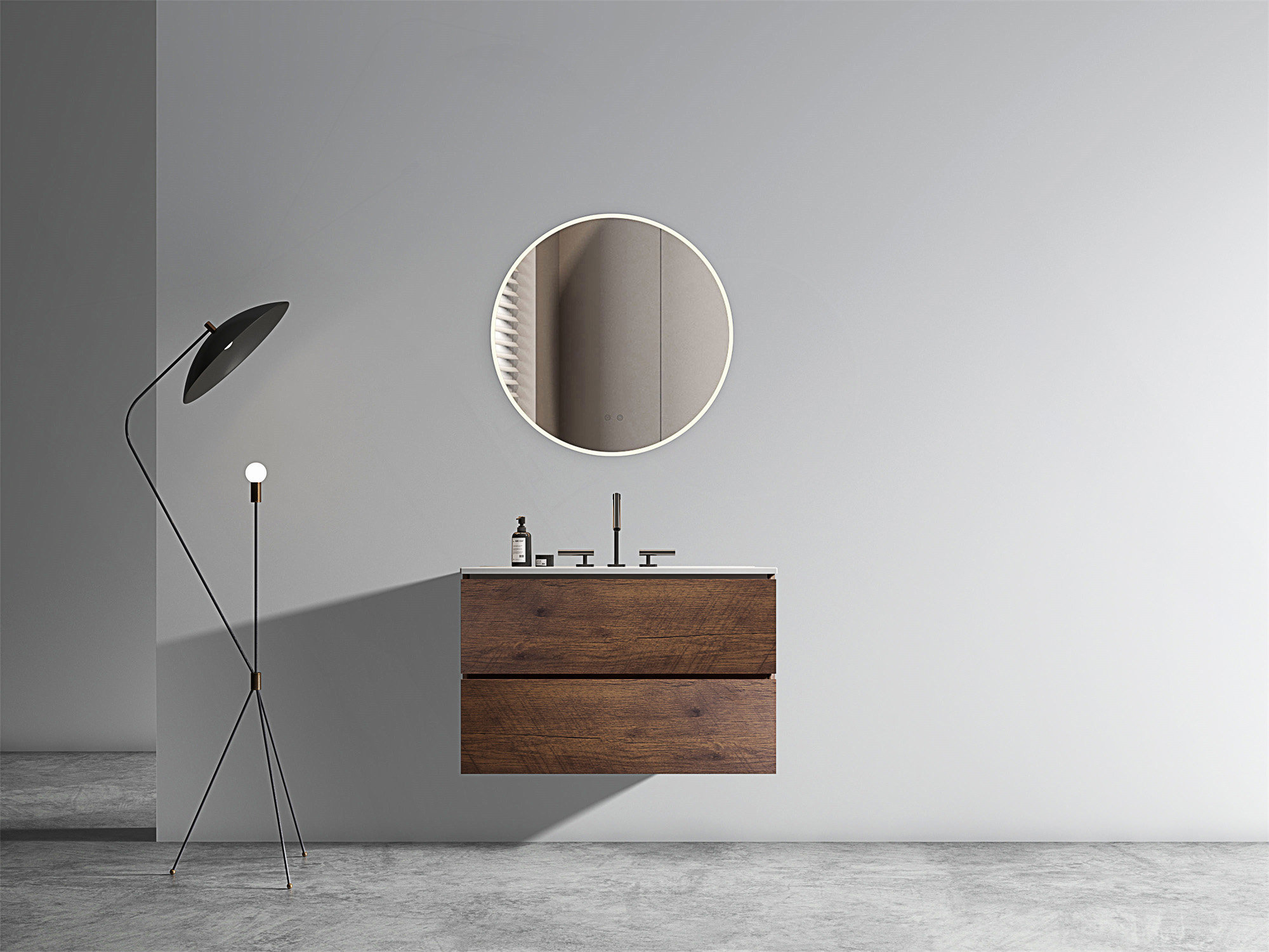George Oliver Wall Mount 30 Inch Walnut Bathroom Vanity With Ceramic ...