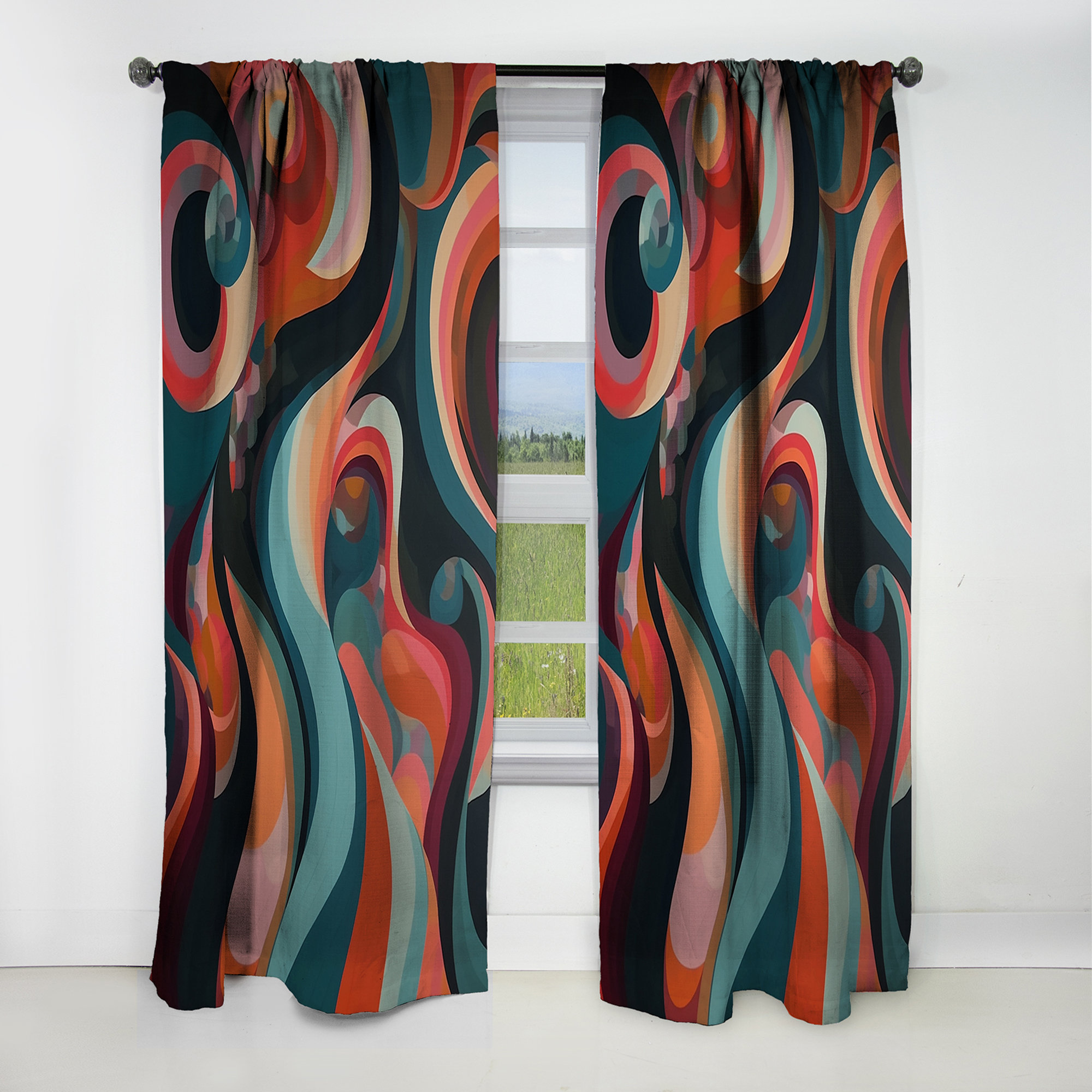 Corrigan Studio Abstracted Forms In Balance II - Midcentury Curtain ...