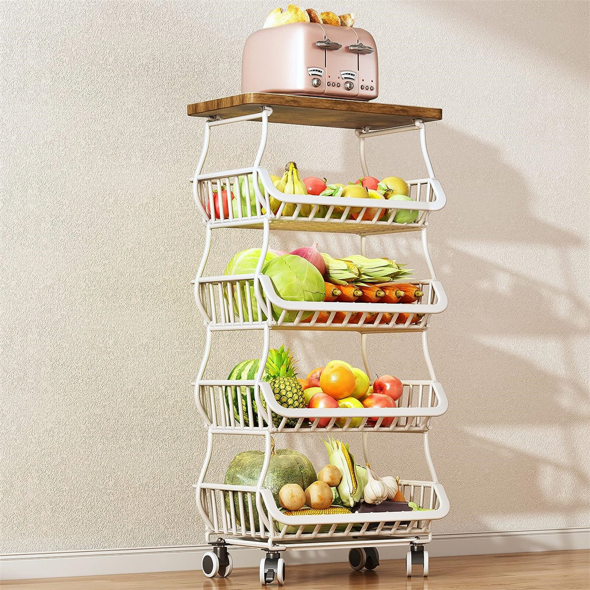 17 Stories Fruit Basket Kitchen Pantry Organizers And Storage - Wooden ...