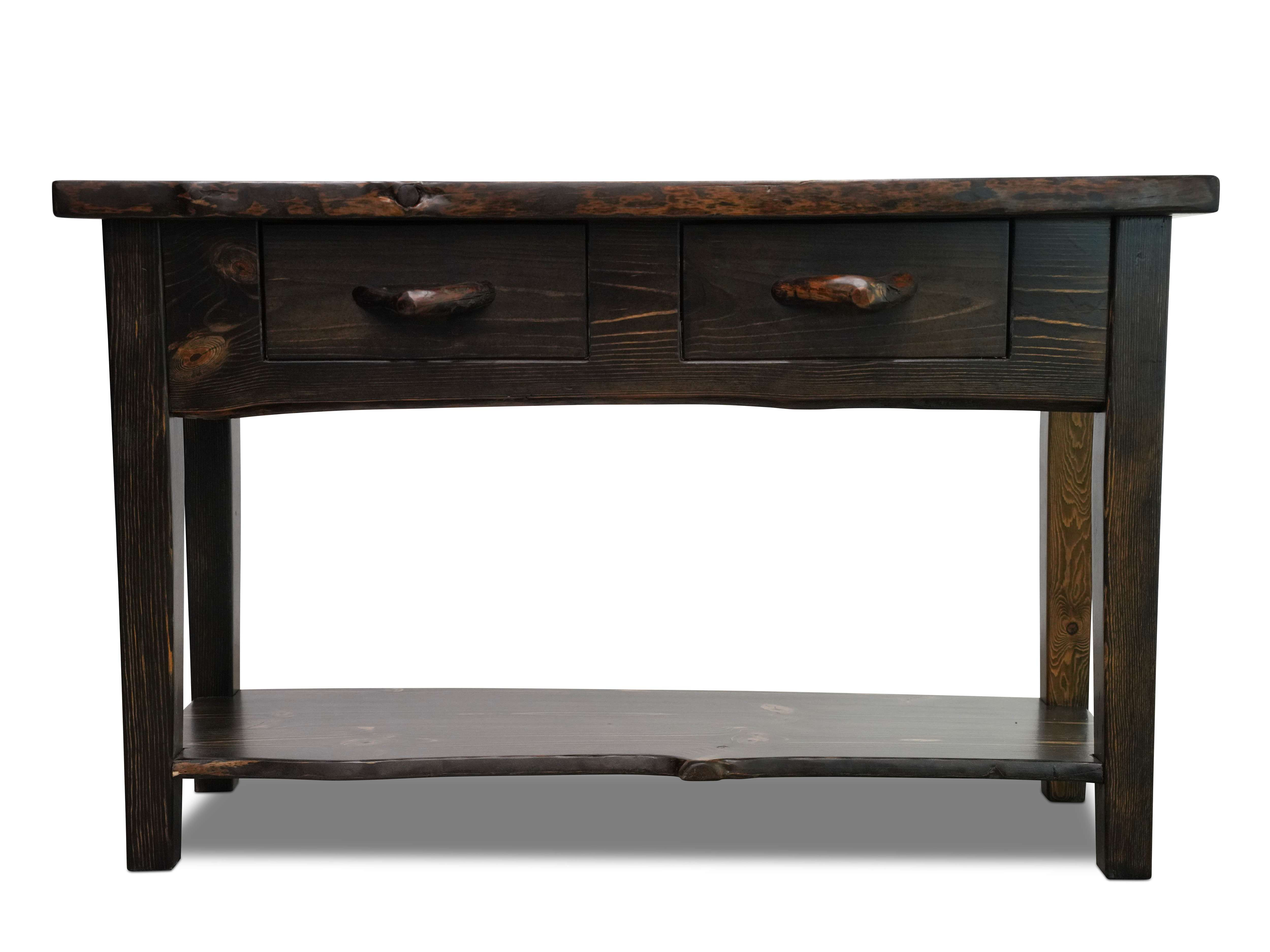 17 Stories Blackstone Collection Rough Sawn Console Table w/ Shelf ...