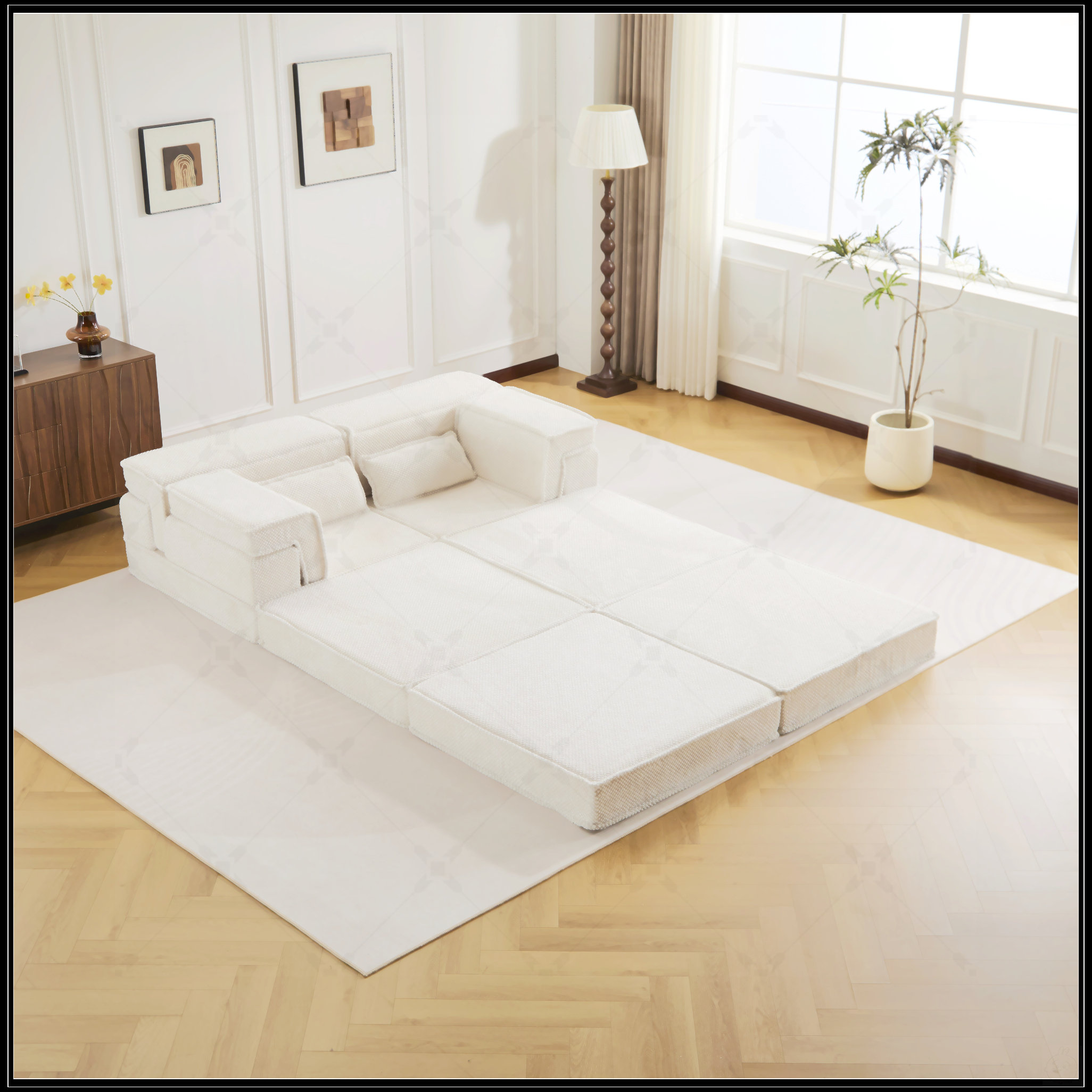 Latitude Run® Convertible Modular Sectional Mahjong Sofa, No Assembly ...