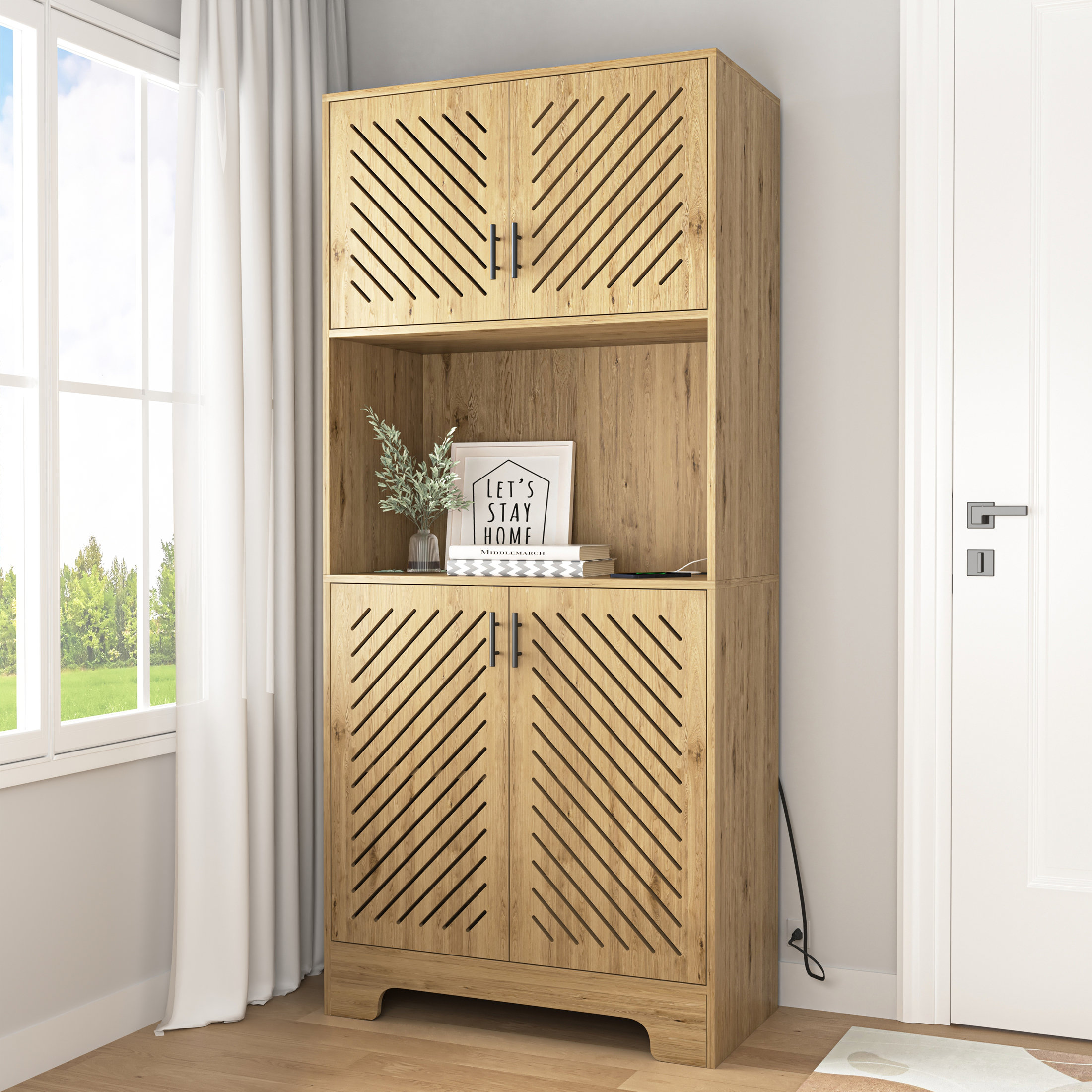 Lark Manor 71" Tall Farmhouse Kitchen Pantry Cabinet, Kitchen Hutch Bar ...