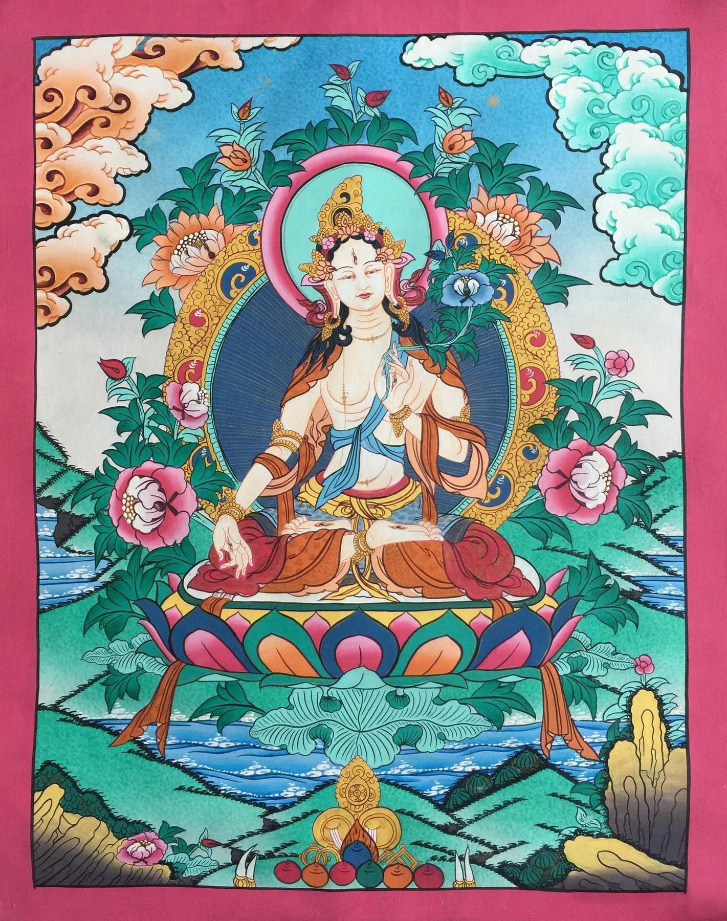 Bloomsbury Market White Tara With Nature (Brocadeless ) | 24 Carat Gold ...