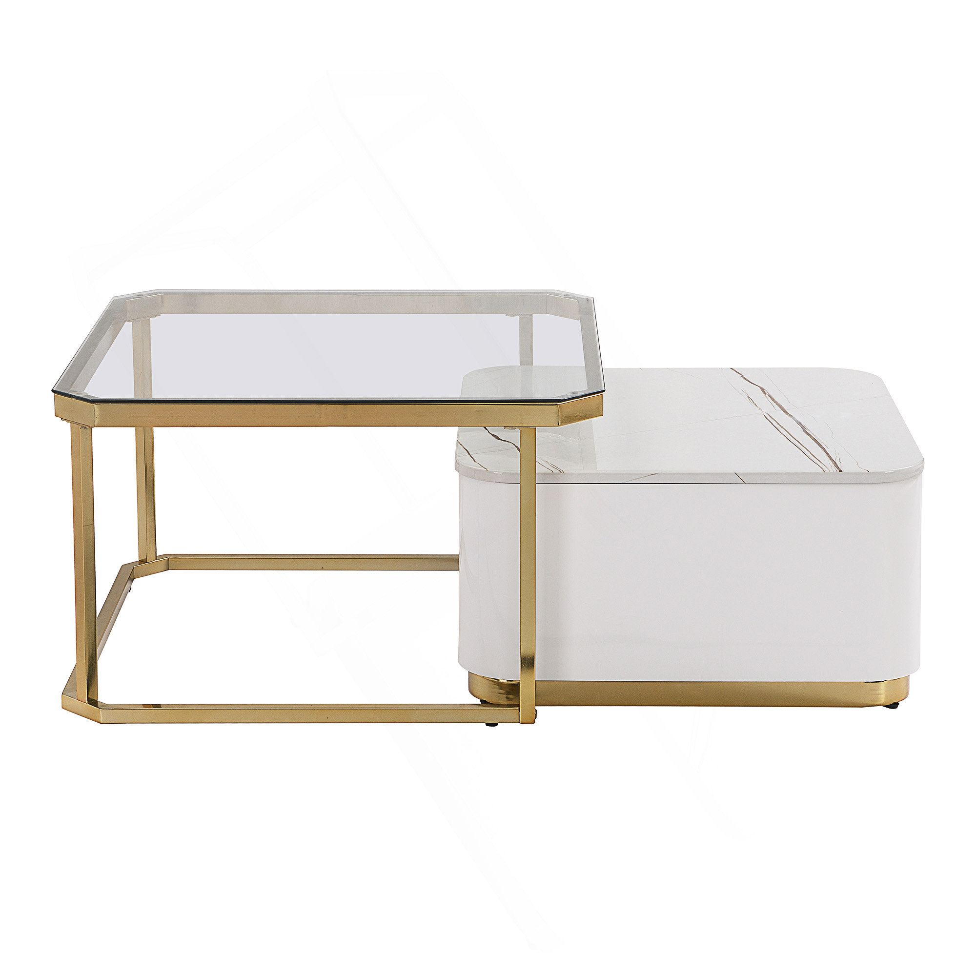 Ivy Bronx Modern 2 Pieces Square Nesting Coffee Table With Drawers ...