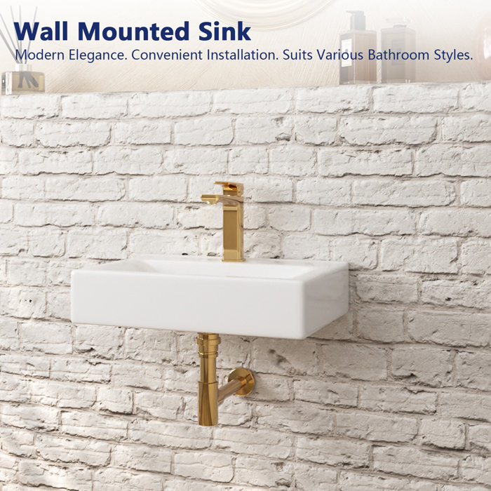 DeerValley 18'' x 12'' White Rectangular Ceramic Wall Mount Bathroom ...