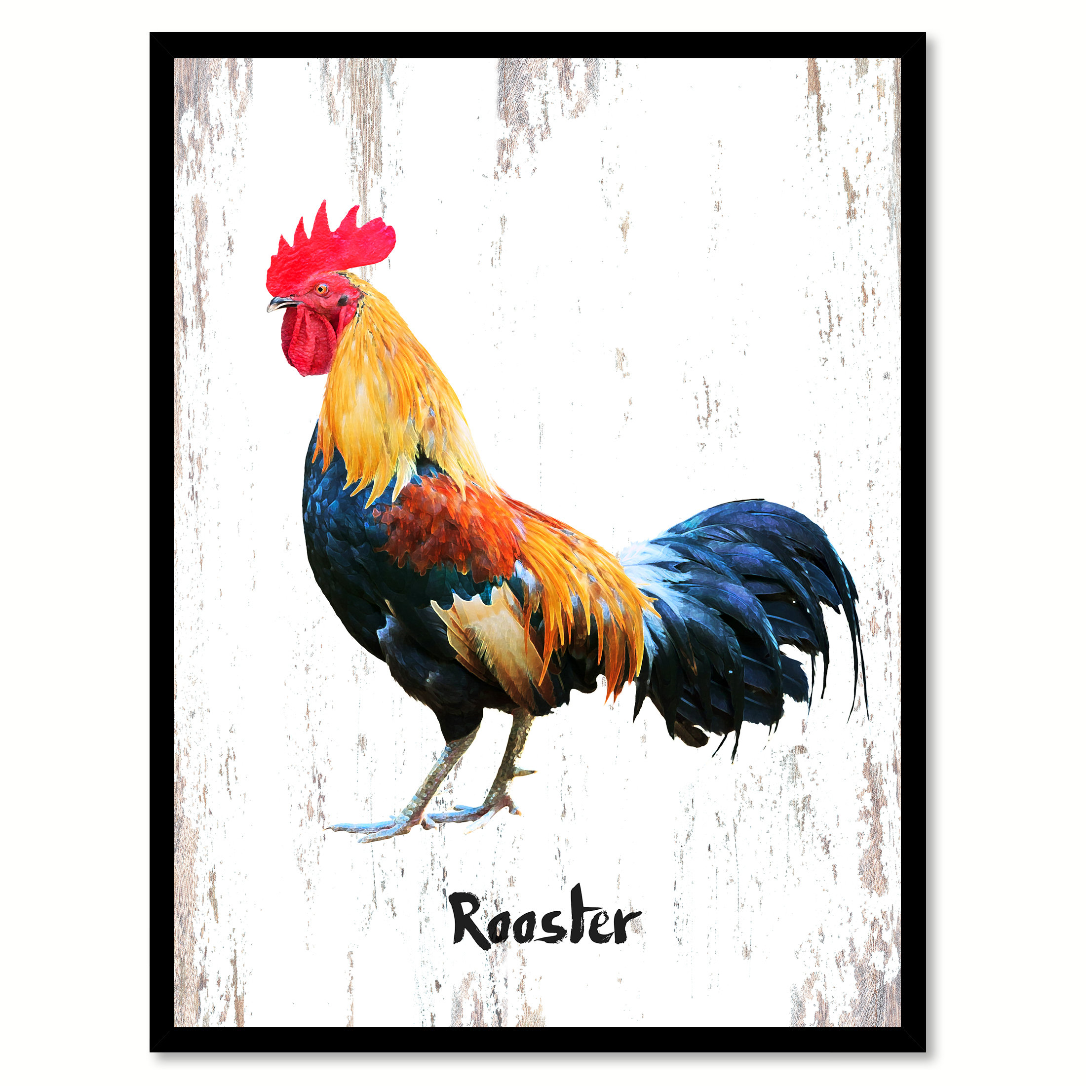 Spot Color Art Rooster Bird Canvas Print, 22x29 | Wayfair