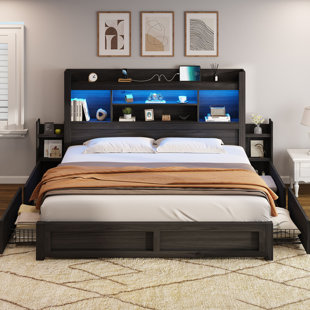 Queen Size Wood Storage Beds You'll Love | Wayfair