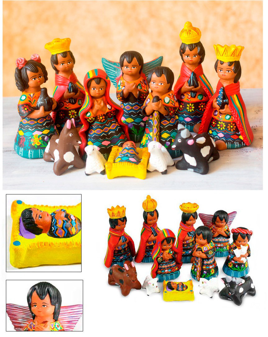 The Holiday Aisle® 12 Piece Mutlu Unique Nativity Scene Ceramic ...