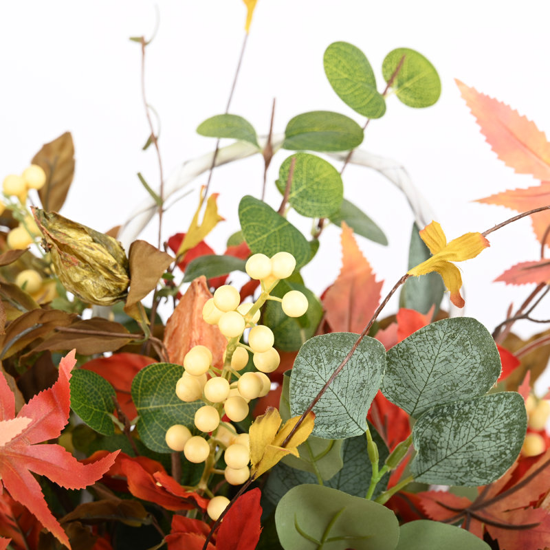 Primrue Artificial Fall Foliage Hanging Basket Wall Decor | Wayfair