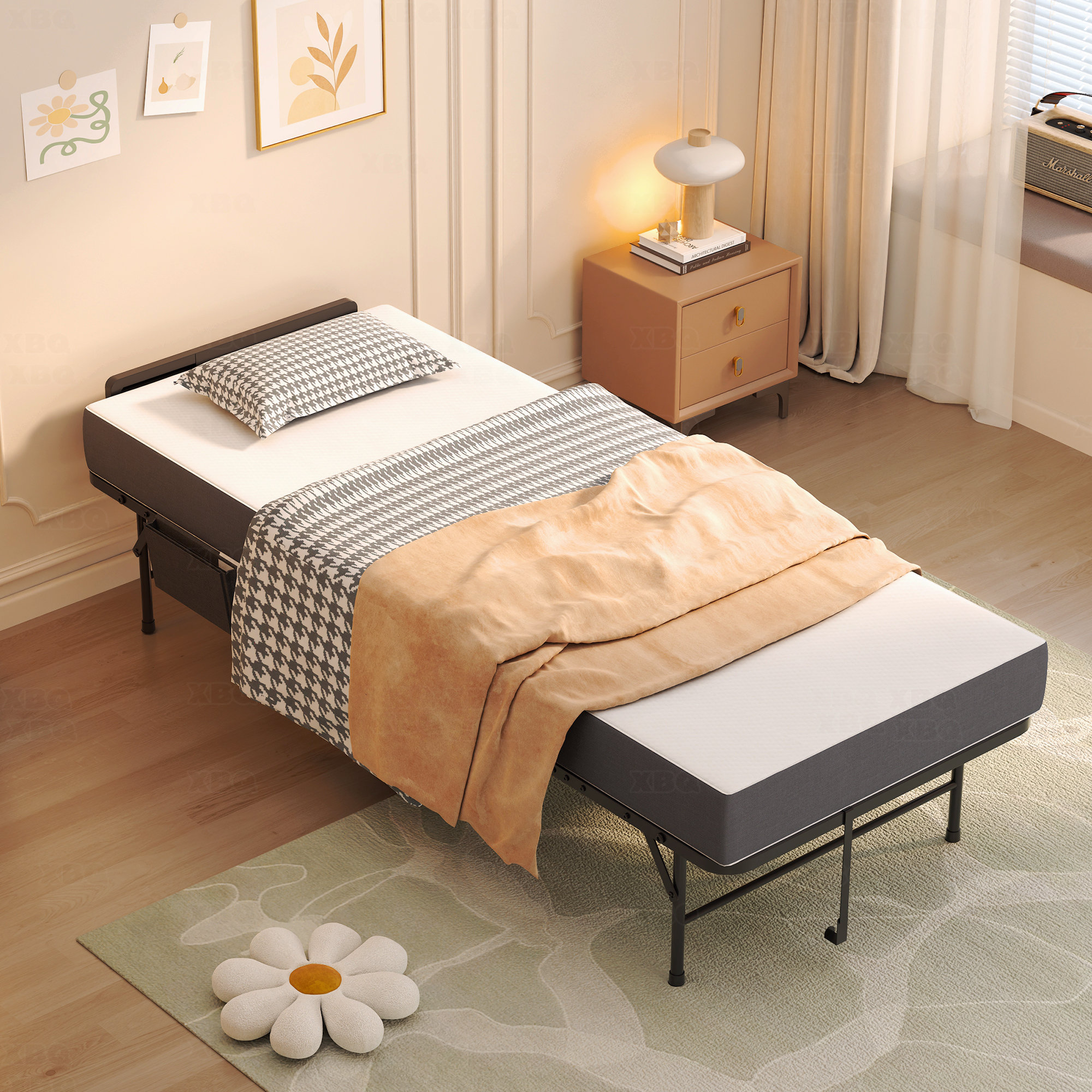 Latitude Run® 75" Folding Bed With Adjustable Headboard & 5" Memory ...