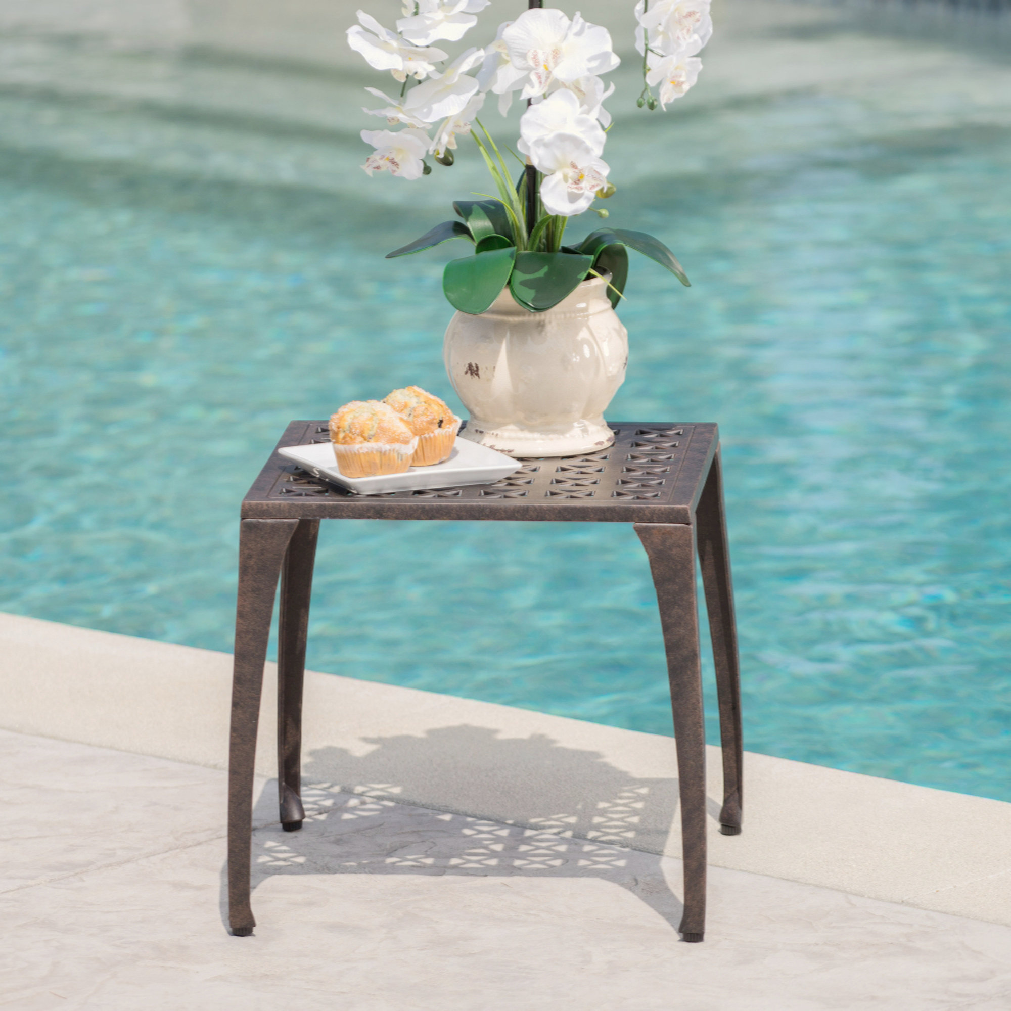 Alcott Hill® Charming Side Table For Outdoor Relaxation, Enhancing Your ...