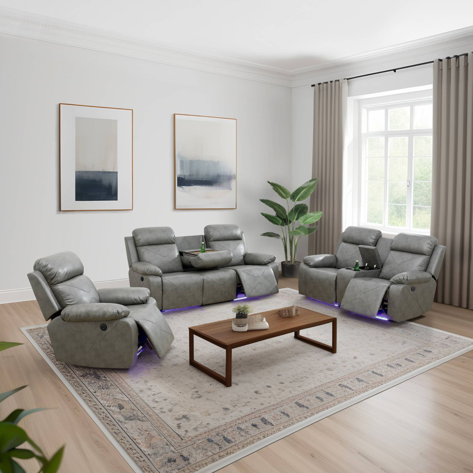 Brayden Studio® Meghan 3-Piece Faux Leather Power Reclining Living Room ...