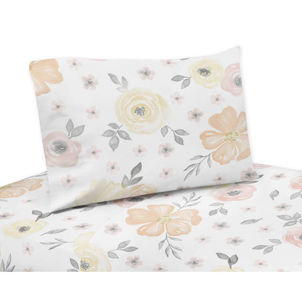 Sweet Jojo Designs Watercolor Floral 5 Piece Toddler Bedding Set ...