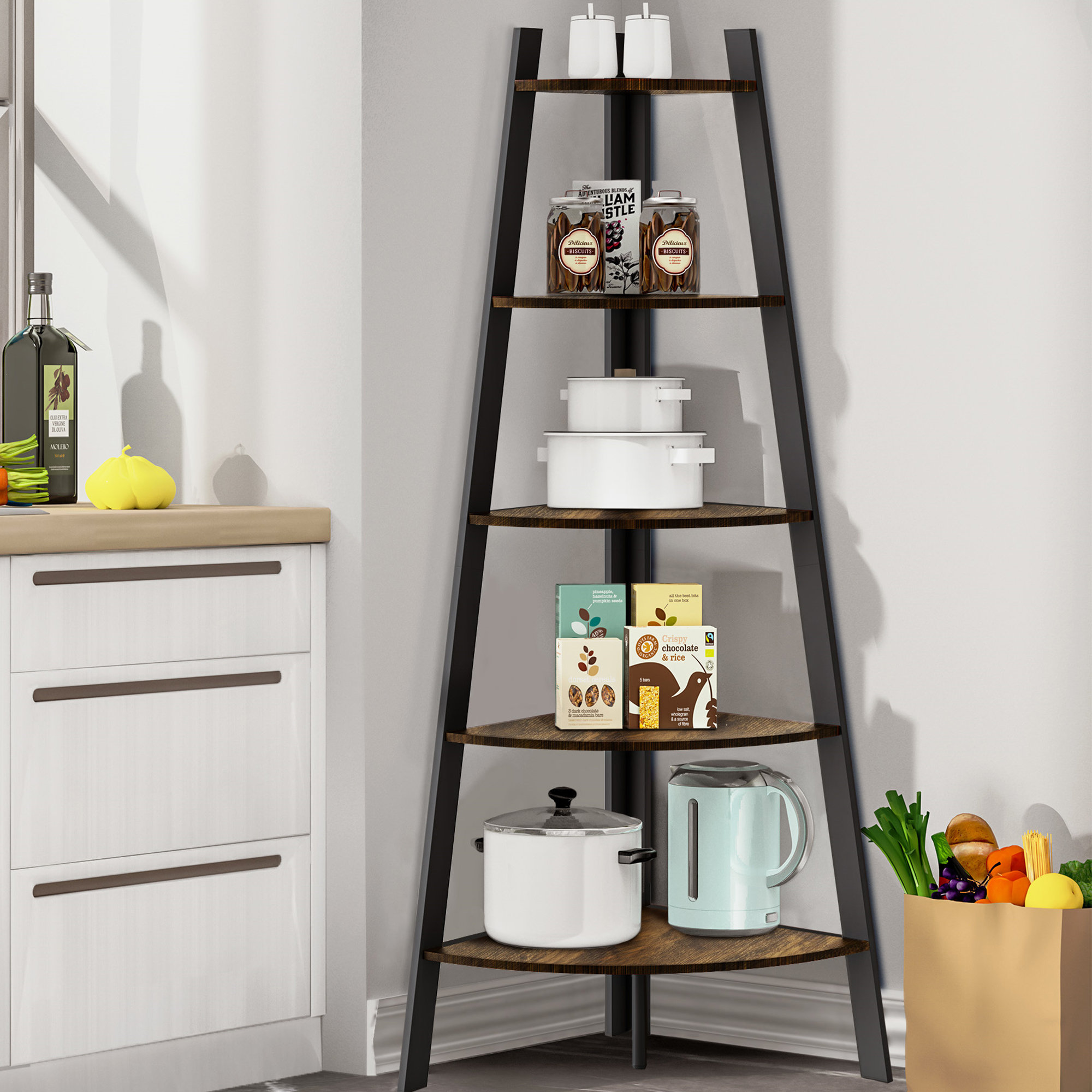 17 Stories Yaira 63.39" H x 29.53" W Steel Corner Bookcase - Wayfair Canada