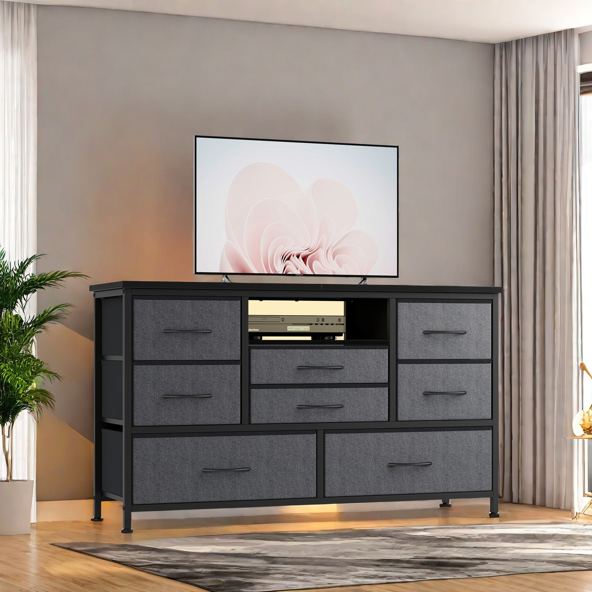 Wrought Studio™ 8 Dresser Tv Stand With Power Outlet & Led, Dresser For ...