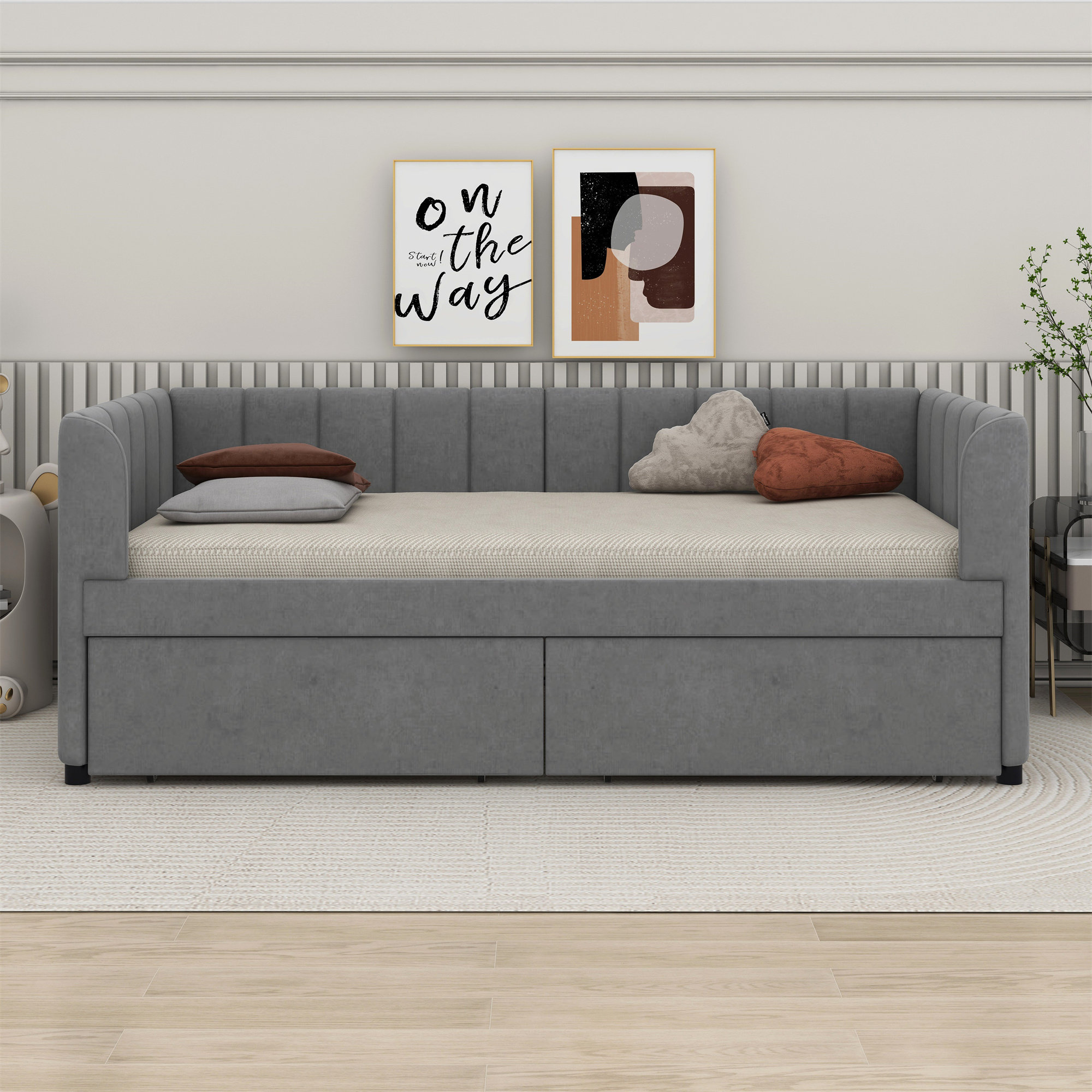 Hokku Designs Krishana Twin Size Upholstered Daybed with Ergonomic ...