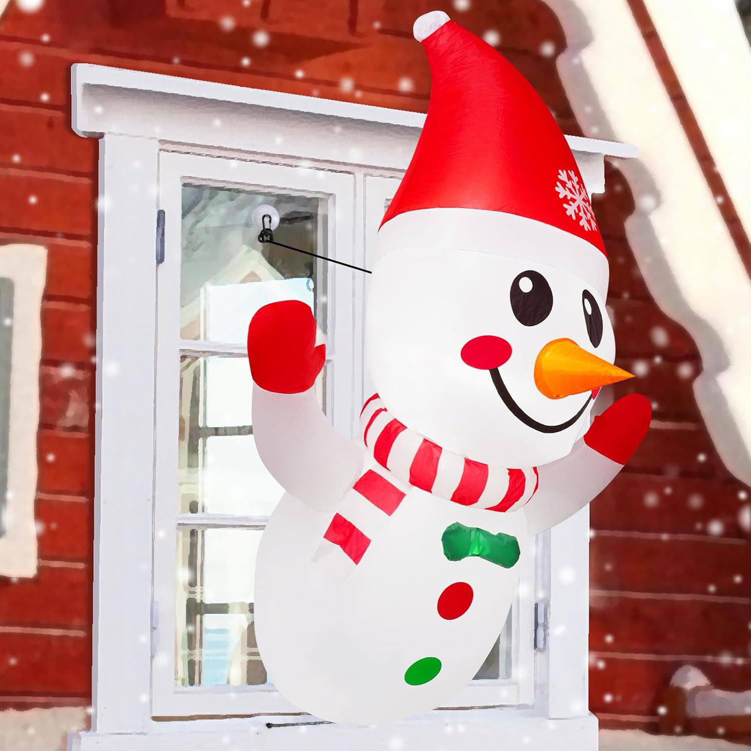 The Holiday Aisle® 4ft Christmas Inflatable Snowman Window Decor Indoor ...
