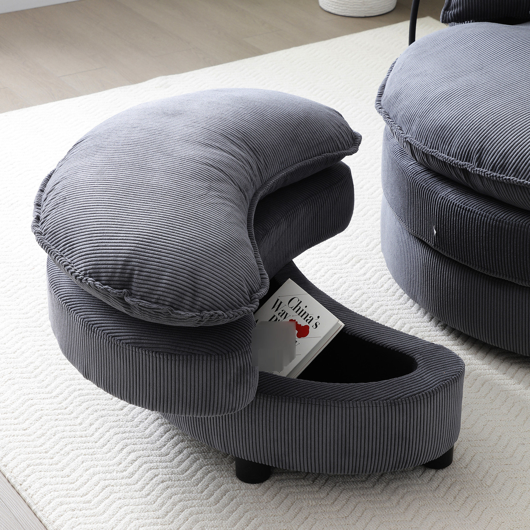 Mercer41 Comfy Round Chair, 360° Swivel Grey Chair With 4 Pillows And ...