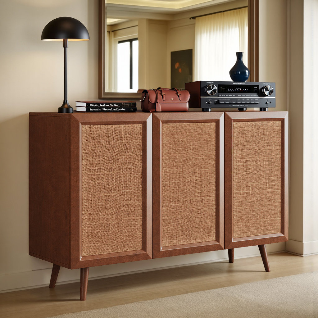 George Oliver Farmhouse Media Console with Doors & Shelves, Entryway ...