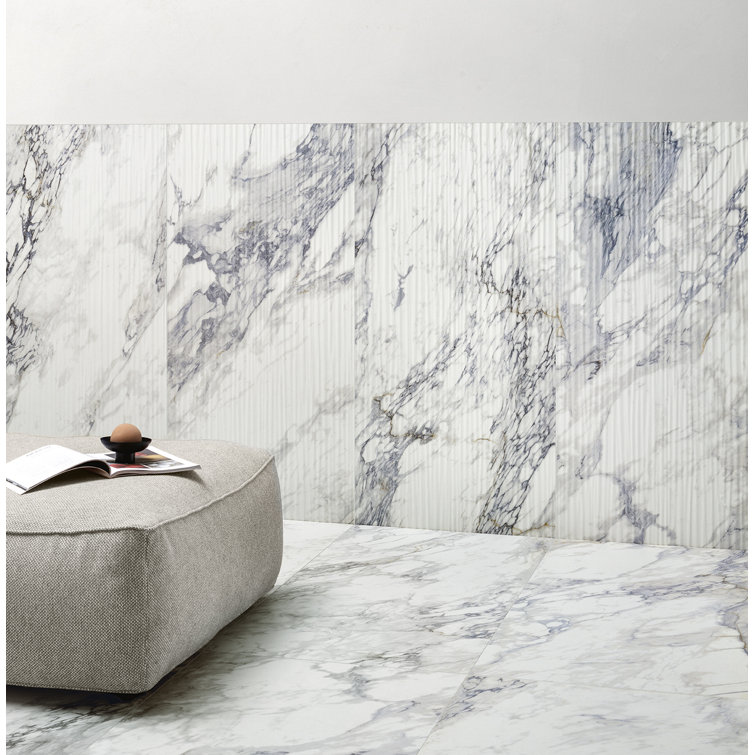 Tile Market Carrara Dream 12" x 24" 3D Fluted Porcelain Marble Look ...