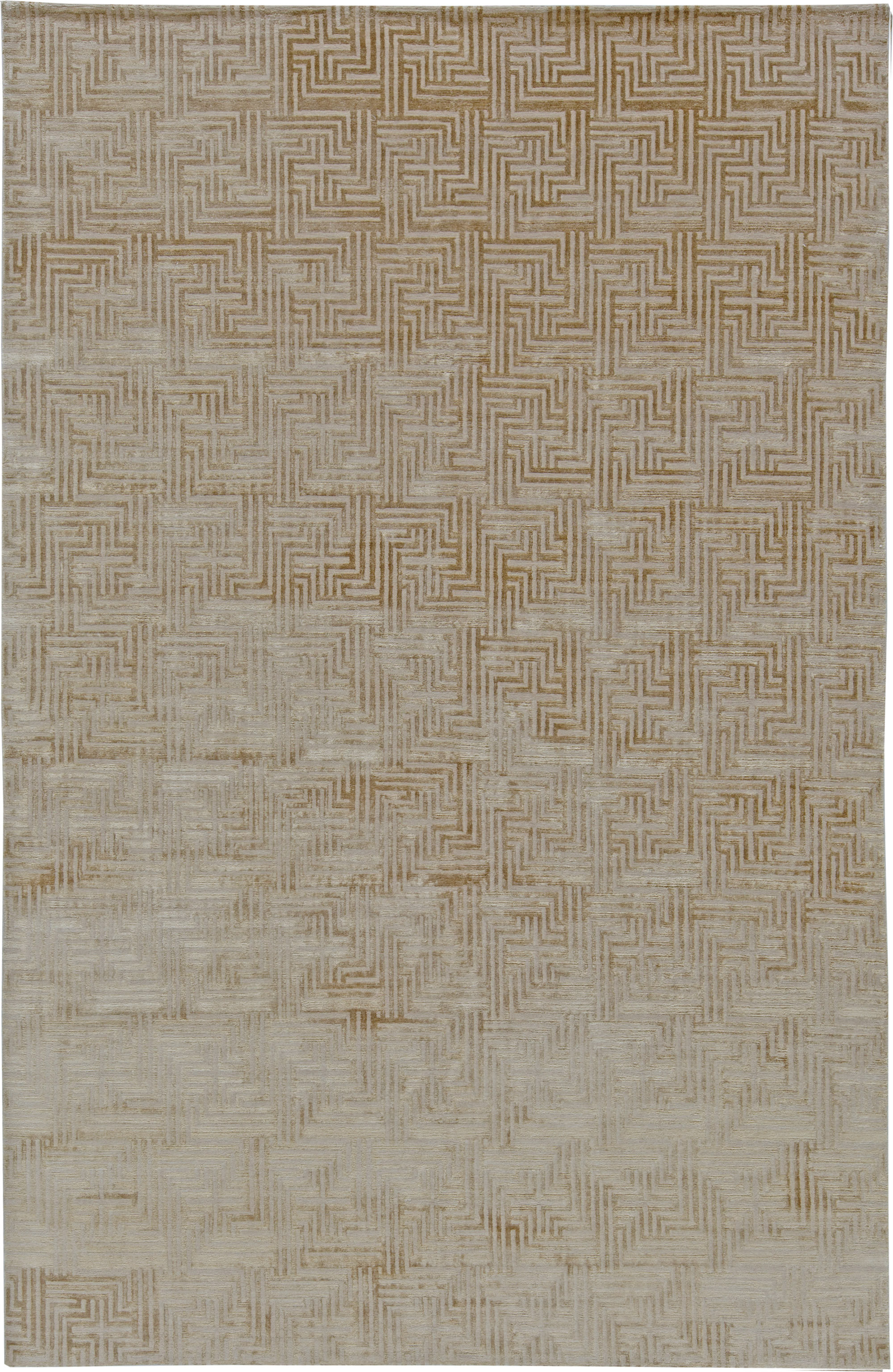Doris Leslie Blau Modern 6' × 9'3" Maze Design Beige/Gold Hand Knotted ...