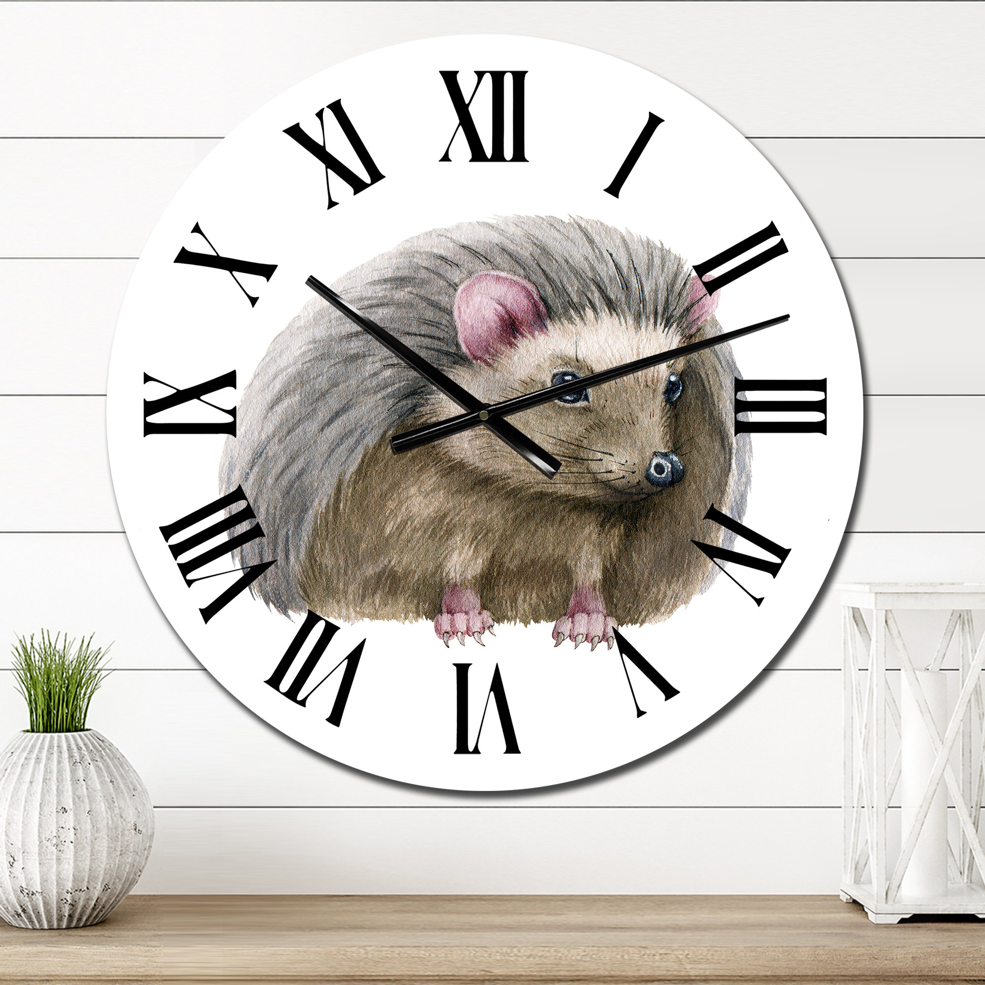 East Urban Home Hedgehog Wildlife Animal On White - Traditional Wall ...