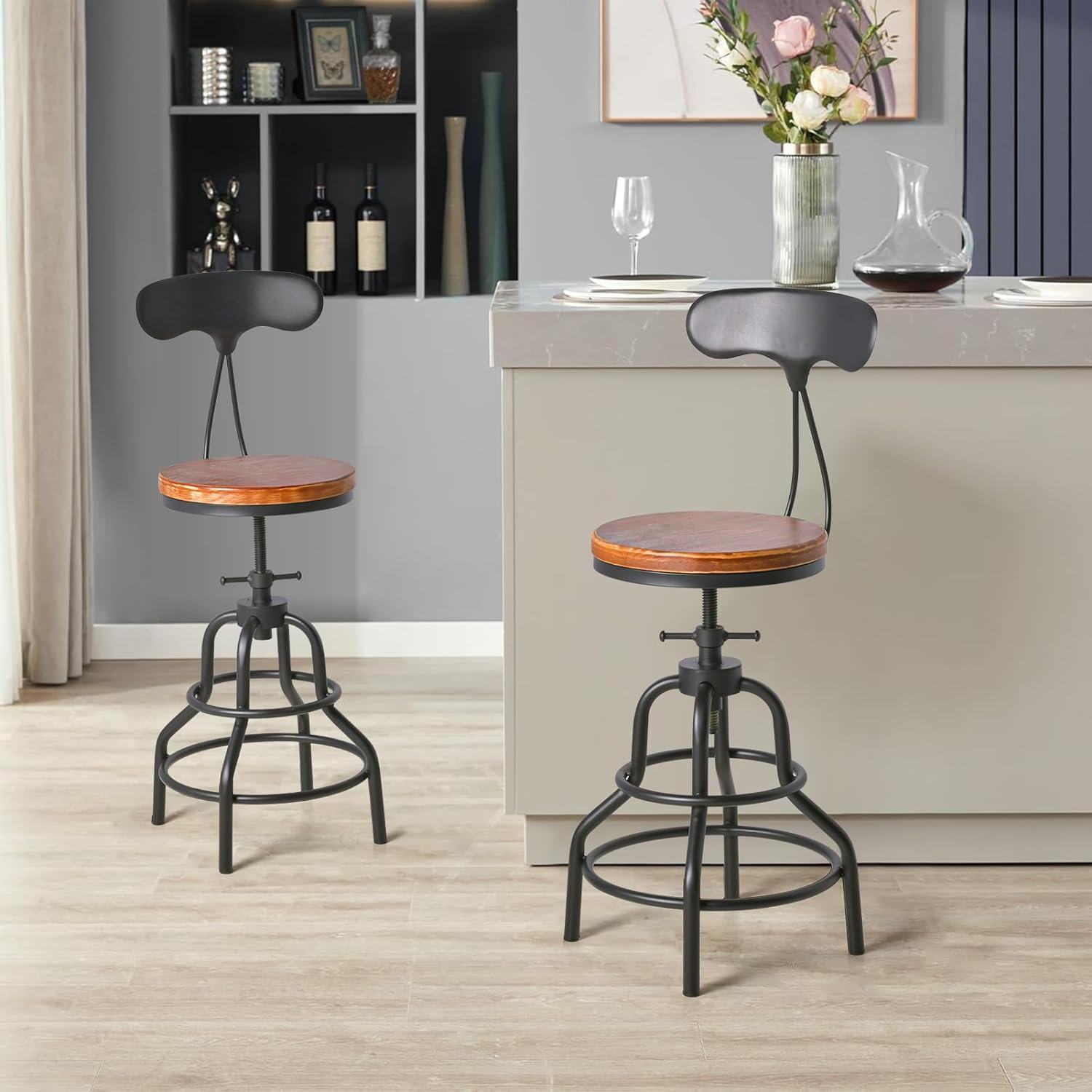 Williston Forge Jaisyn Swivel Solid Wood Adjustable Height Stool | Wayfair