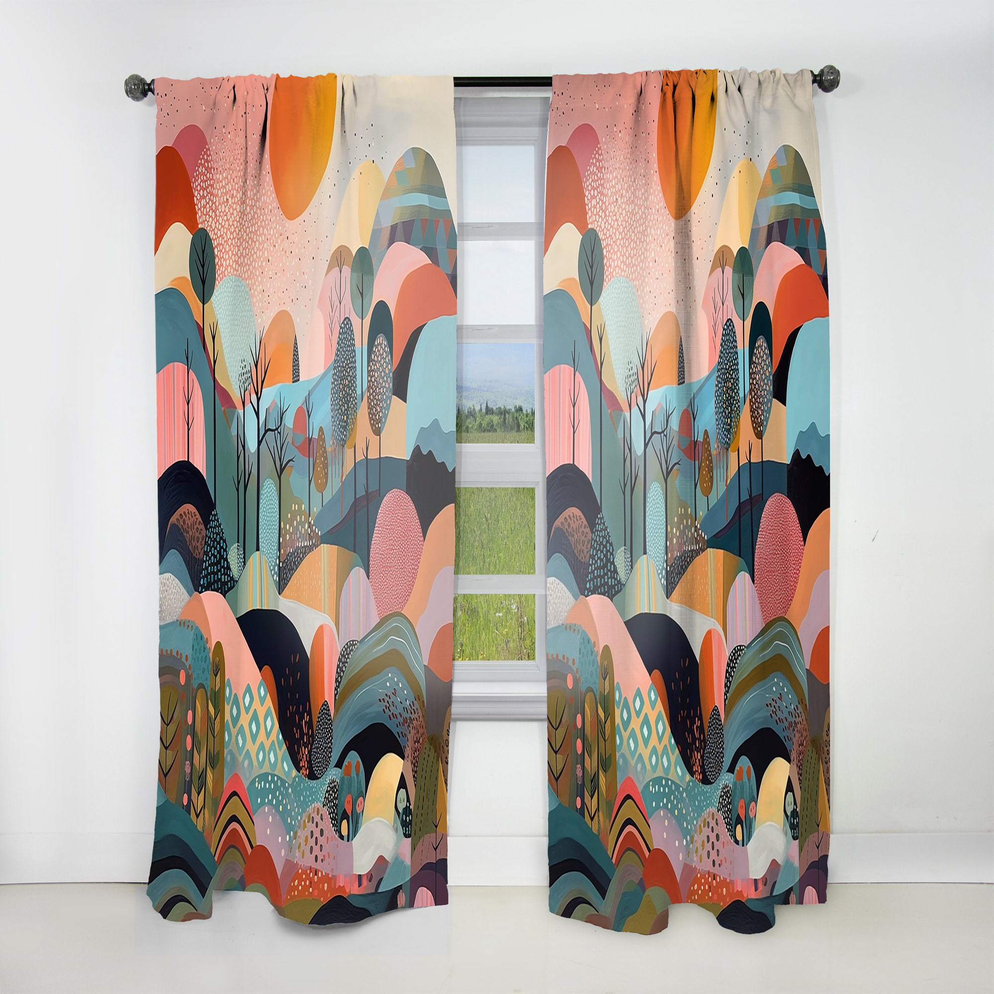 Design Art Pink Blue Minimalism Explosion - Modern Velvet Curtain ...