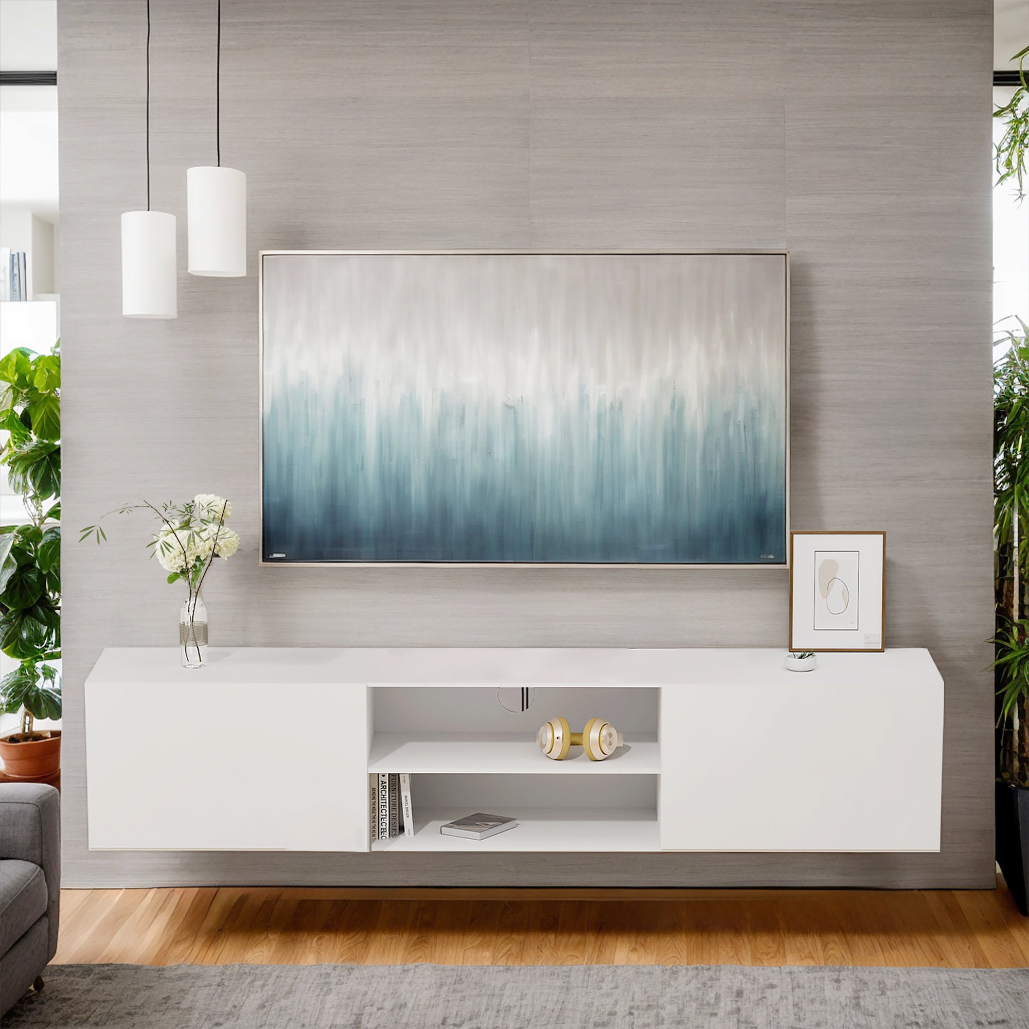 Ebern Designs Led Floating Tv Stand,large Entertainment Stand For Tv Up ...