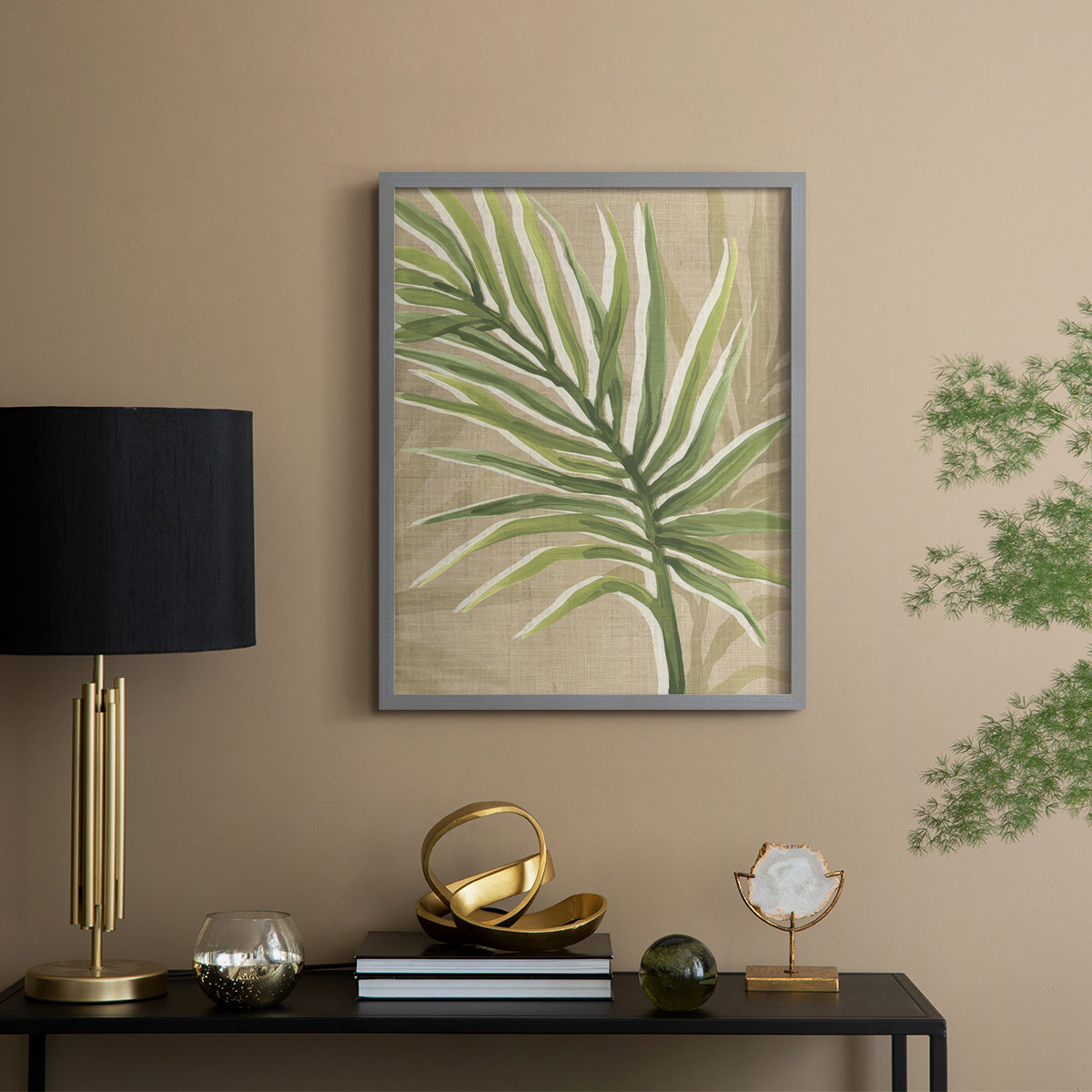 Bay Isle Home™ Burlap Palm Frond II Framed Print - Solid Wood - Wayfair ...