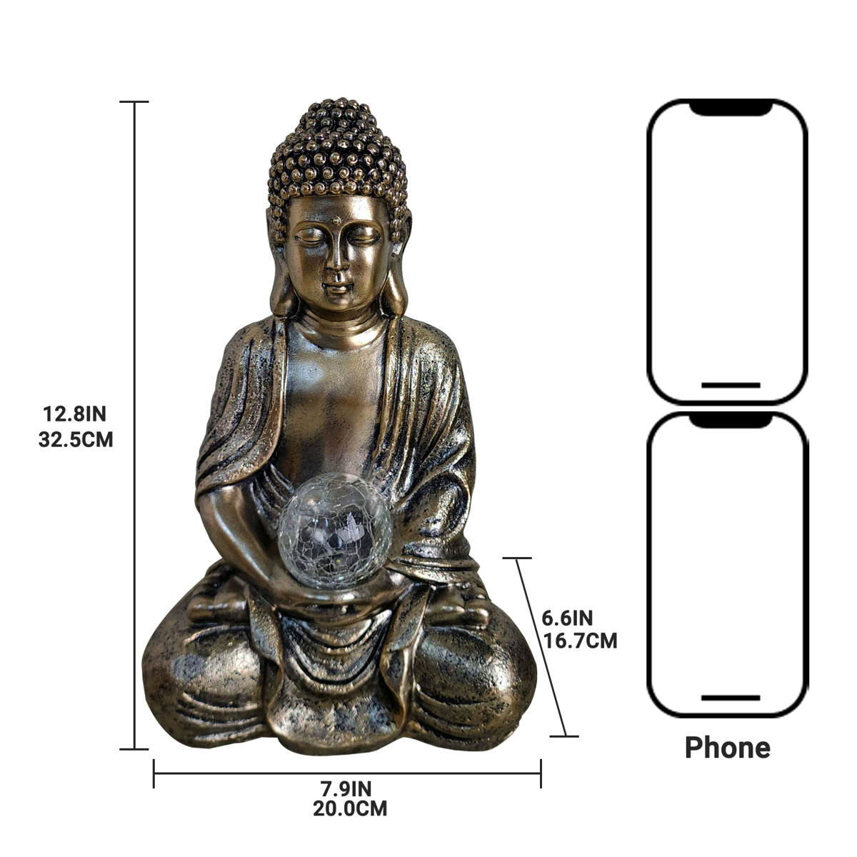 CYA-DECOR Buddha Magnesium Oxide Garden Statue with Solar Lights ...
