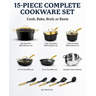 Granitestone Charleston Collection Hammered Black 15 Piece Nonstick ...