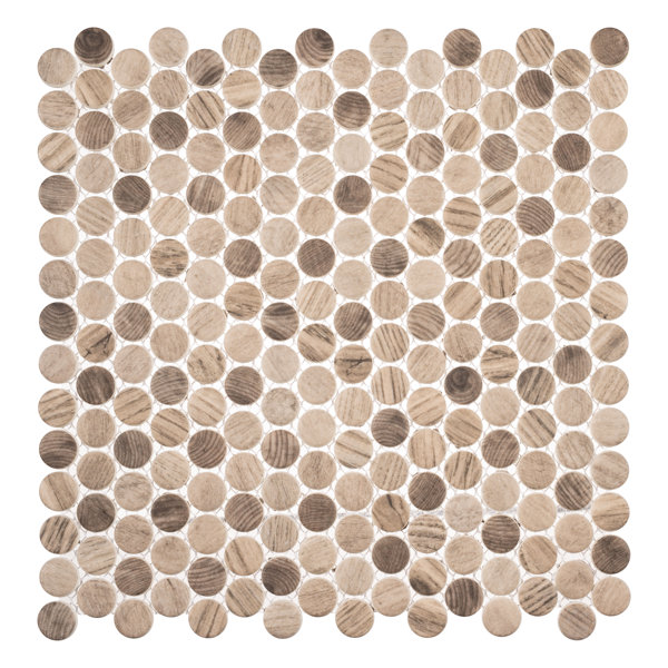 Andova Pixie 3/4" Penny Round Glass Mosaic Kitchen Backsplash, Bathroom ...