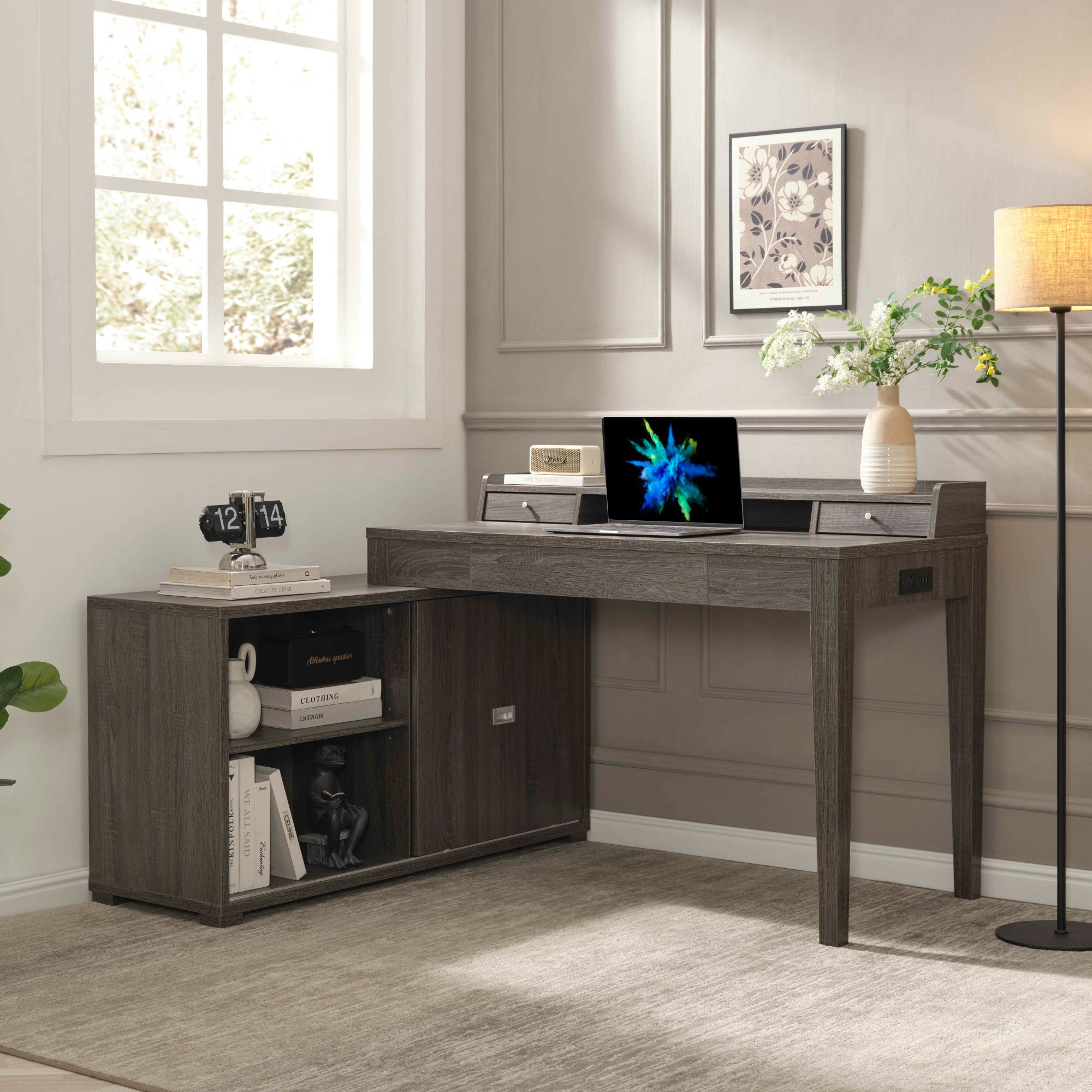 Latitude Run® L-shaped workstation home office desk | Wayfair