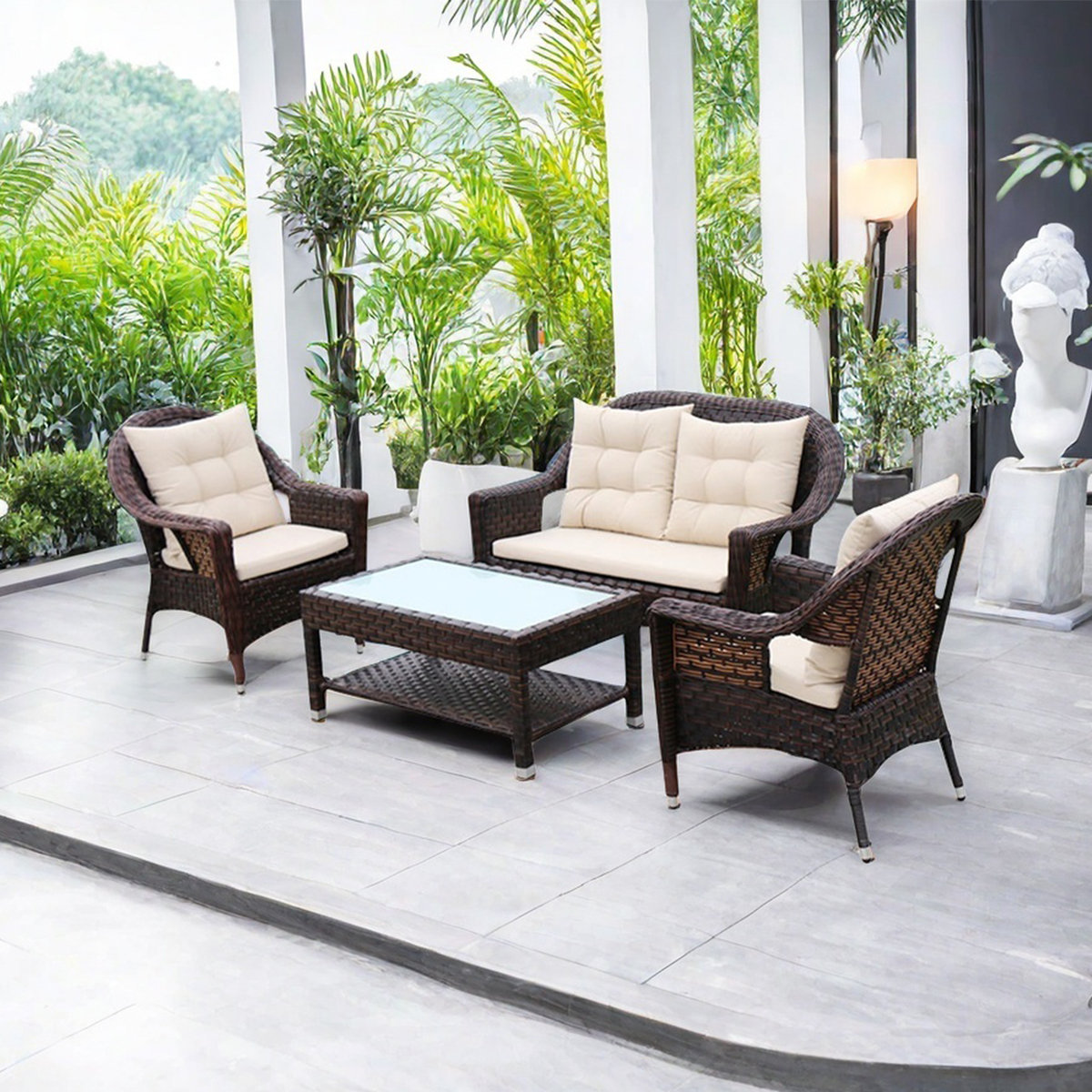 Red Barrel Studio Hibi Leisure PE rattan outdoor sofa waterproof ...