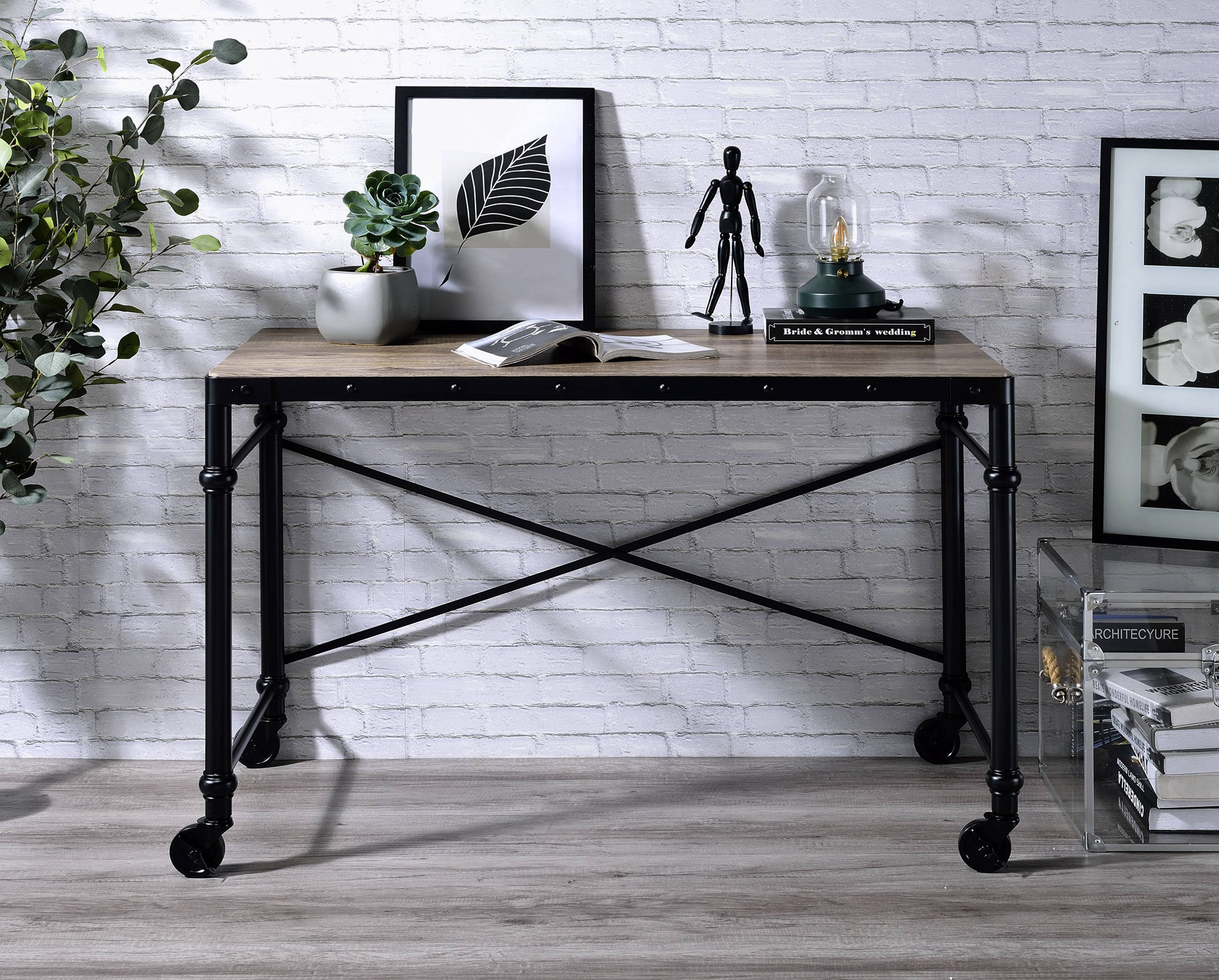 Williston Forge Rectangle shape desk with wheels | Wayfair