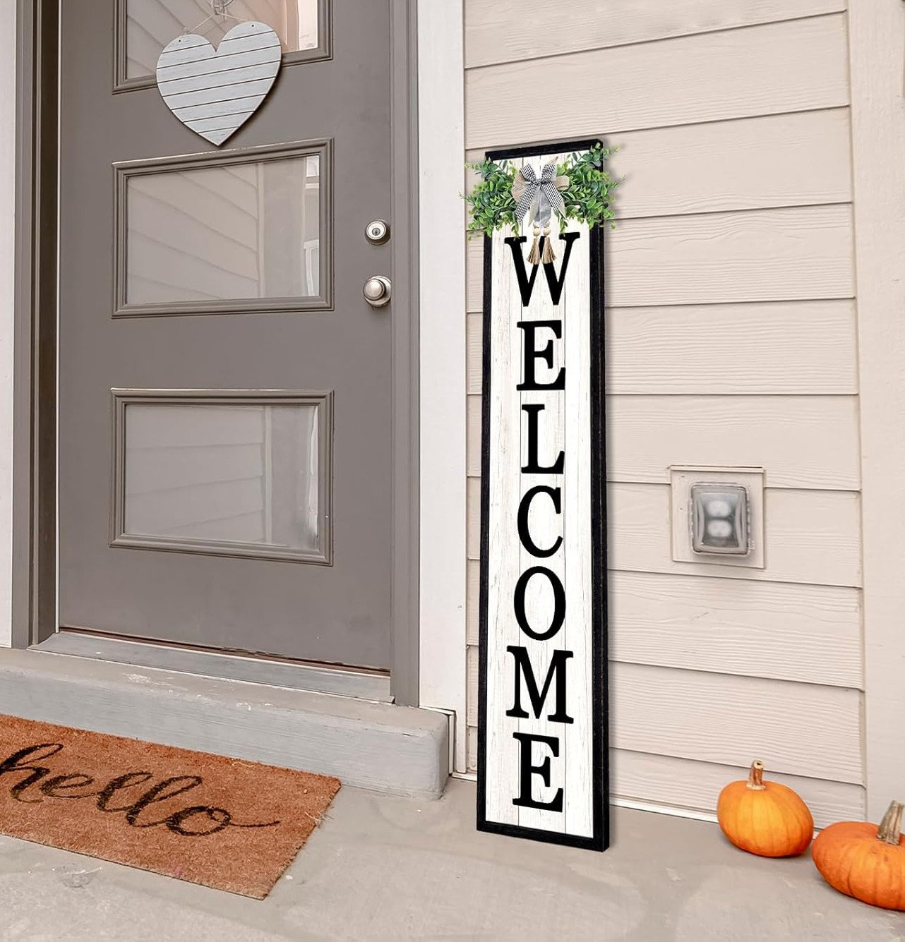 Gracie Oaks Outdoor Welcome Sign for Front Porch Standing 45"×9" Tall ...