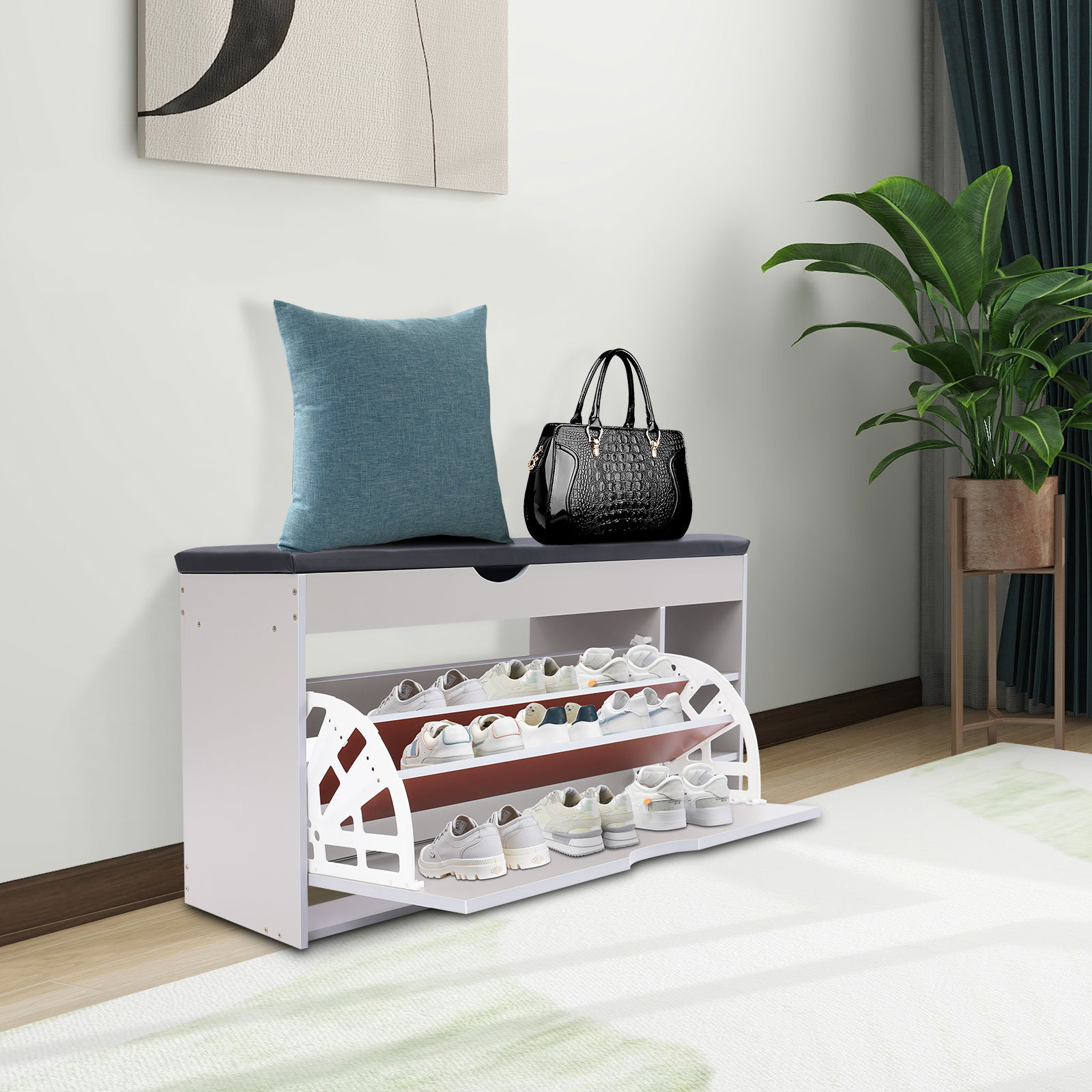 Latitude Run® Shoe Organizer Storage Stool For Entryway - Wayfair Canada