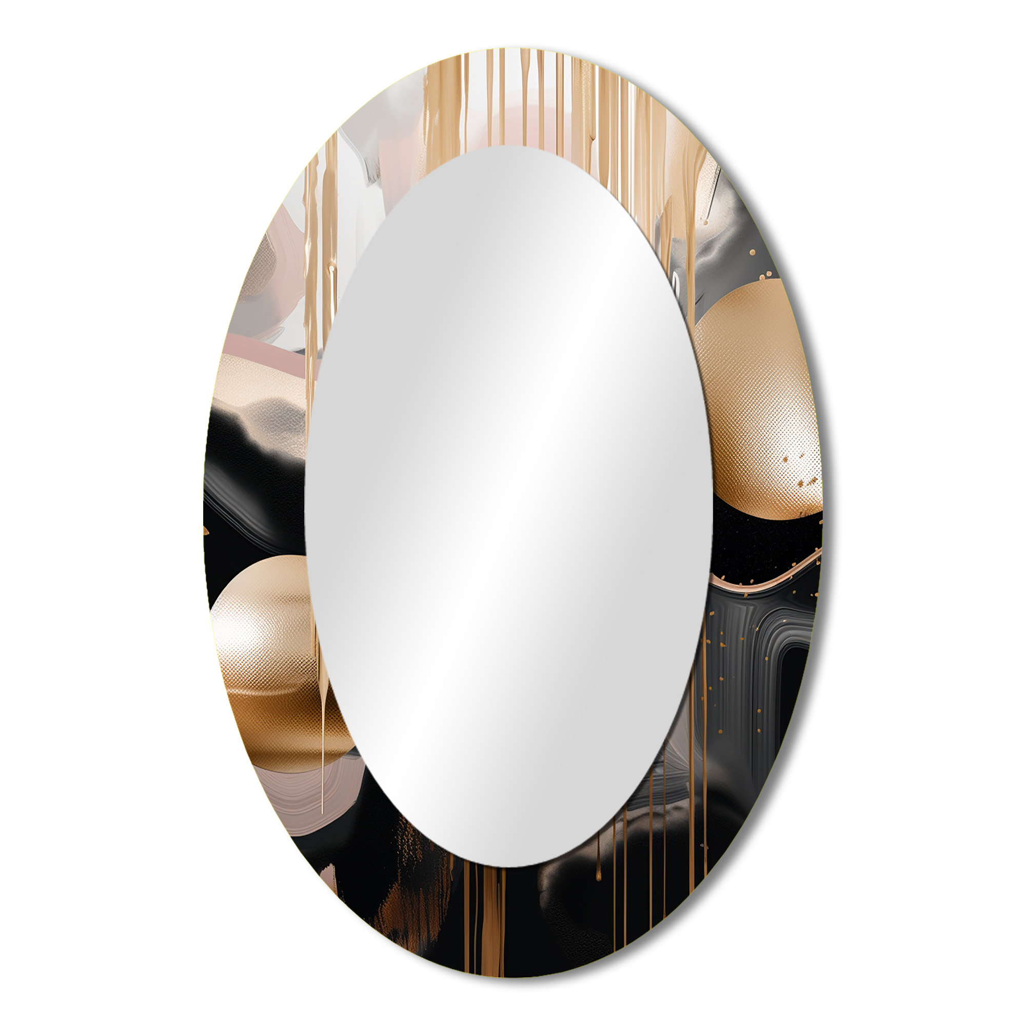 Mercer41 Gold And Black Marble Expression II - Large Oval Wall Mirror ...