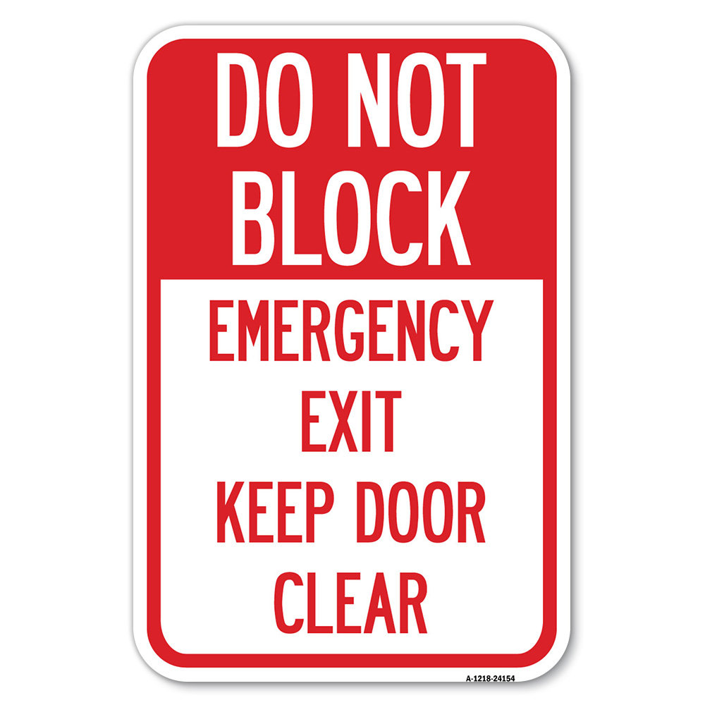 SignMission Do Not Block, Emergency Exit Door, Keep Clear/24154 ...