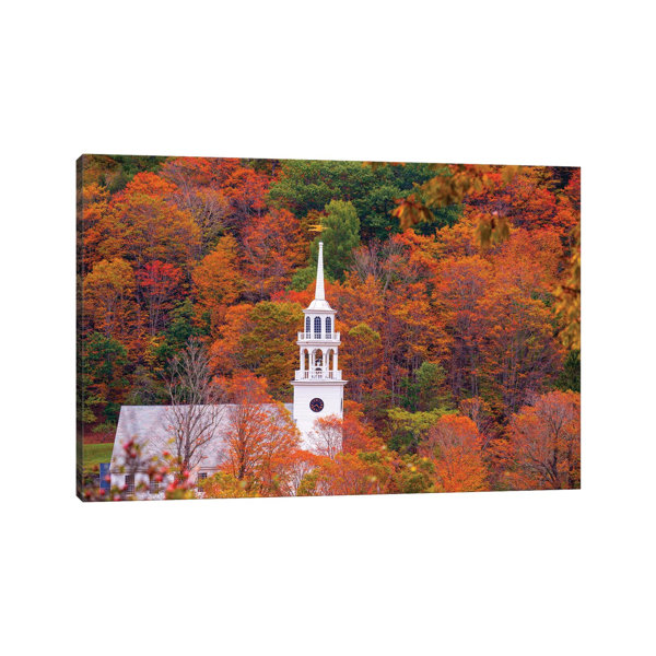 Brayden Studio Church With Fall Foliage In Vermont New England by ...