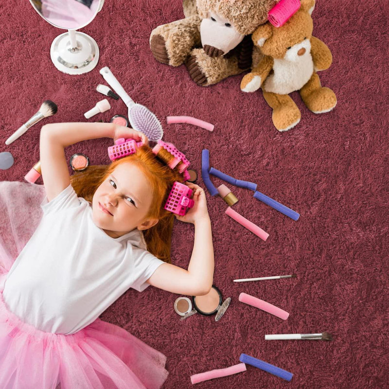 Mercer41 Jaiani Solid Color Machine Woven Rectangle 4' x 5'3" velvet ...