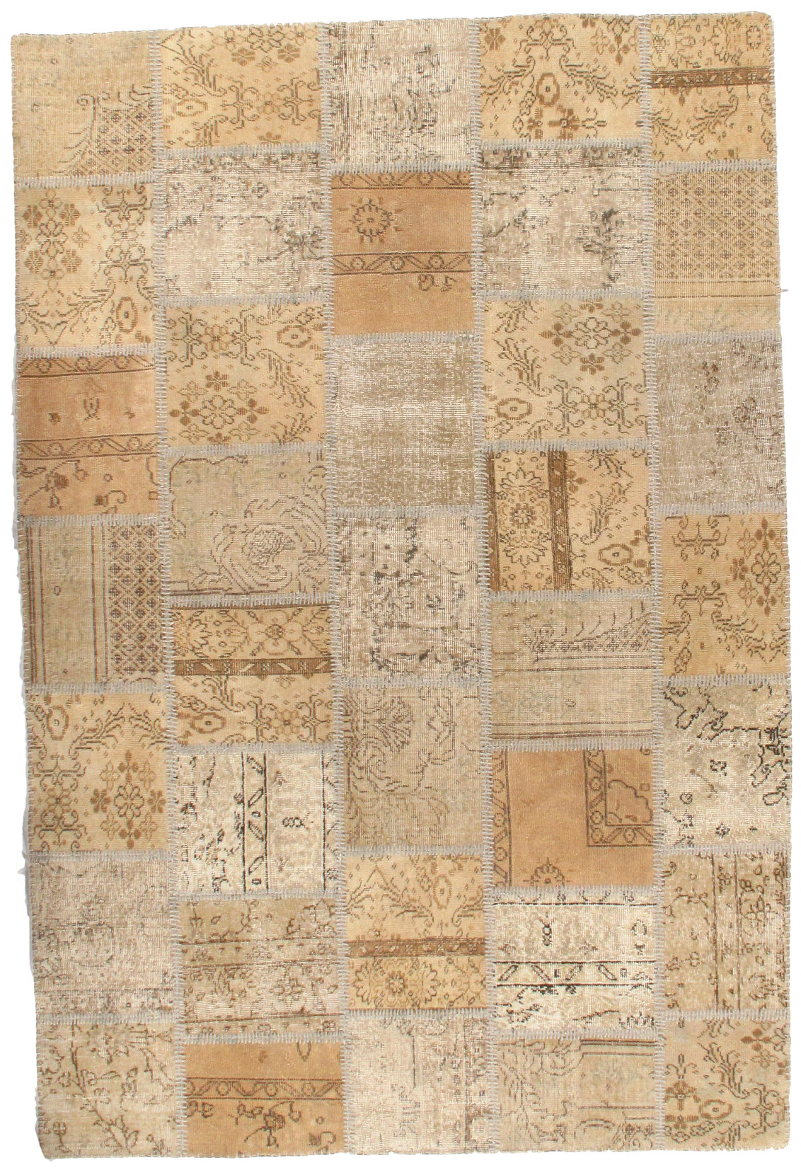 Bungalow Rose Doane Patchwork Hand-Knotted Wool Beige Area Rug | Wayfair