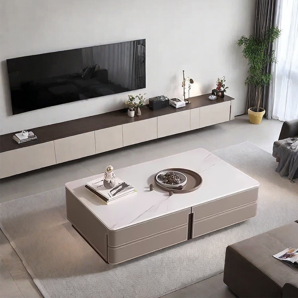 Wrought Studio Italian saddle leather floor-standing coffee table ...