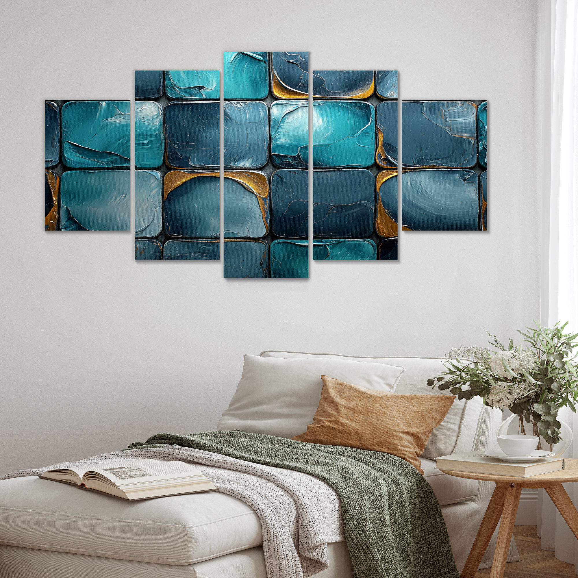 Wrought Studio™ Emerald And Blue Highland Tartan Tiles III - Boho Tiles ...