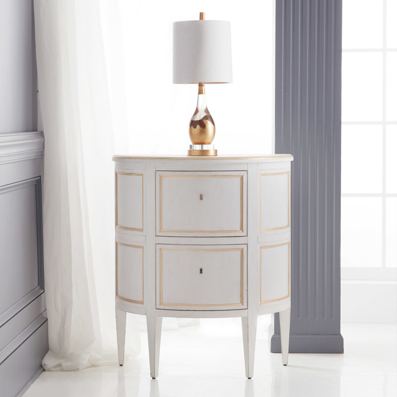 Modern History Home Covington Demilune 2 Drawer Nightstand | Wayfair