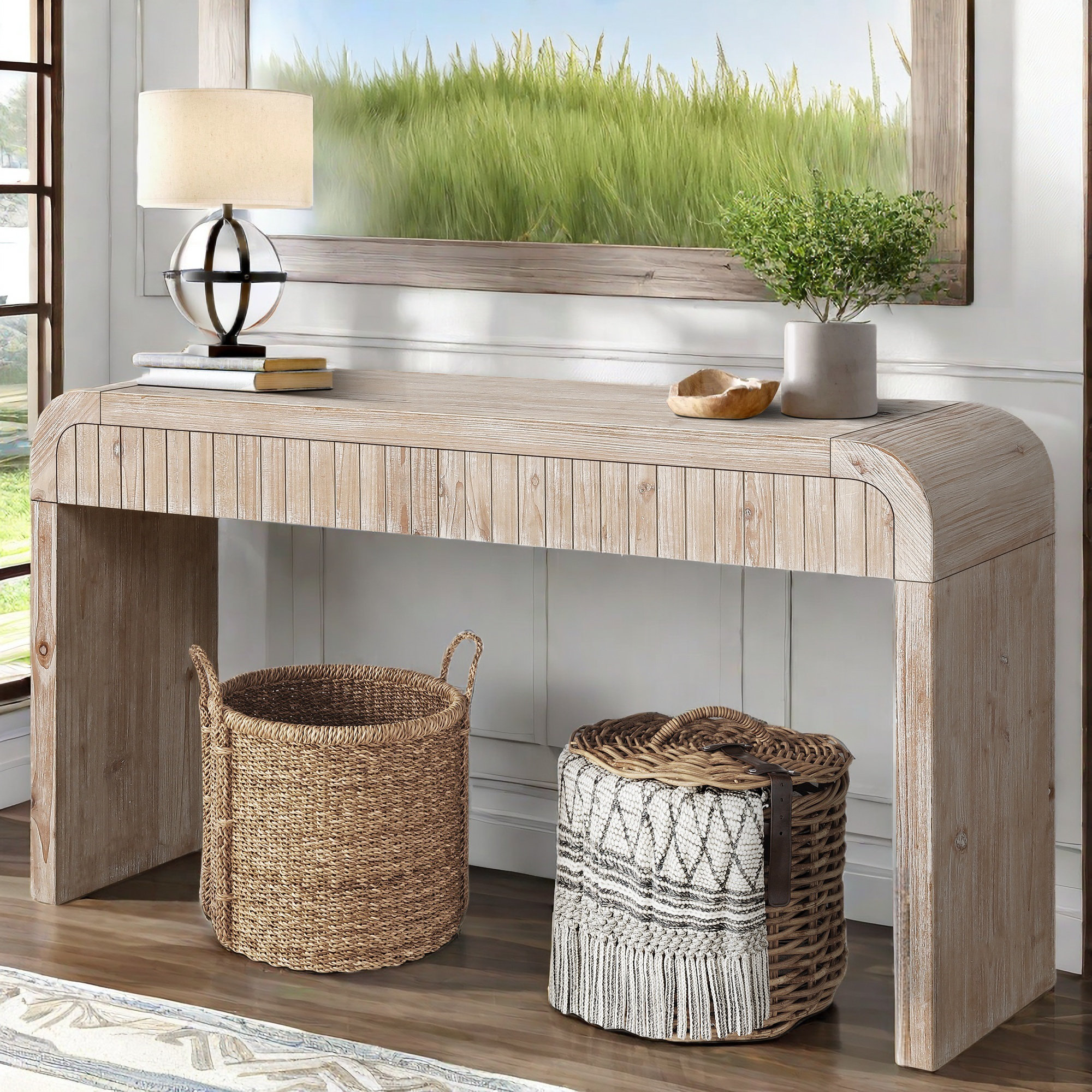 Gracie Oaks Giglio Console Table With Two Hidden Handle Drawers And ...